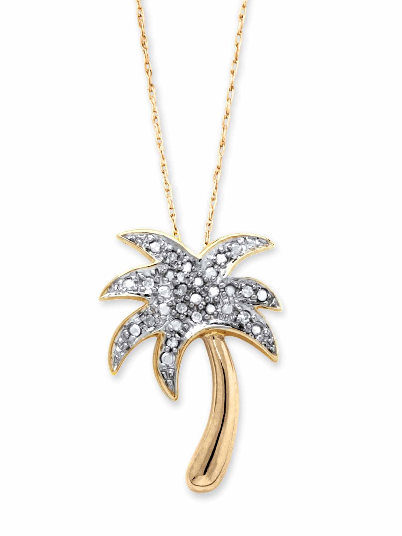 PalmBeach Jewelry Tropical Diamond Pendant, 14k Gold-Plated Sterling ...
