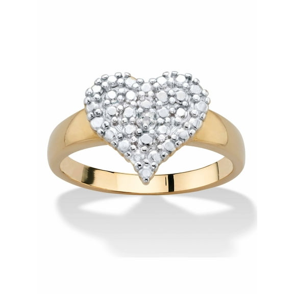 925 Silver Gold Plated Real Diamond Dome Cluster Tiered Heart Cocktail ...