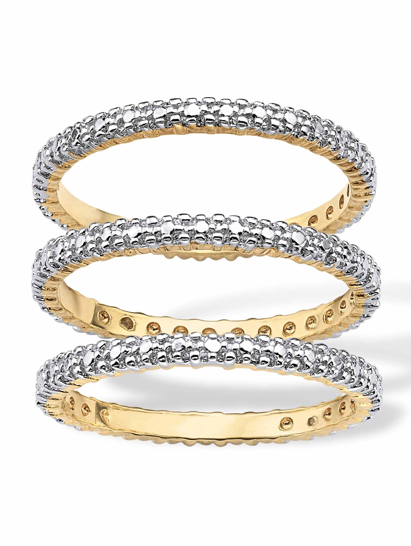 PalmBeach Jewelry Diamond Accent Yellow Gold-Plated or Platinum-Plated ...