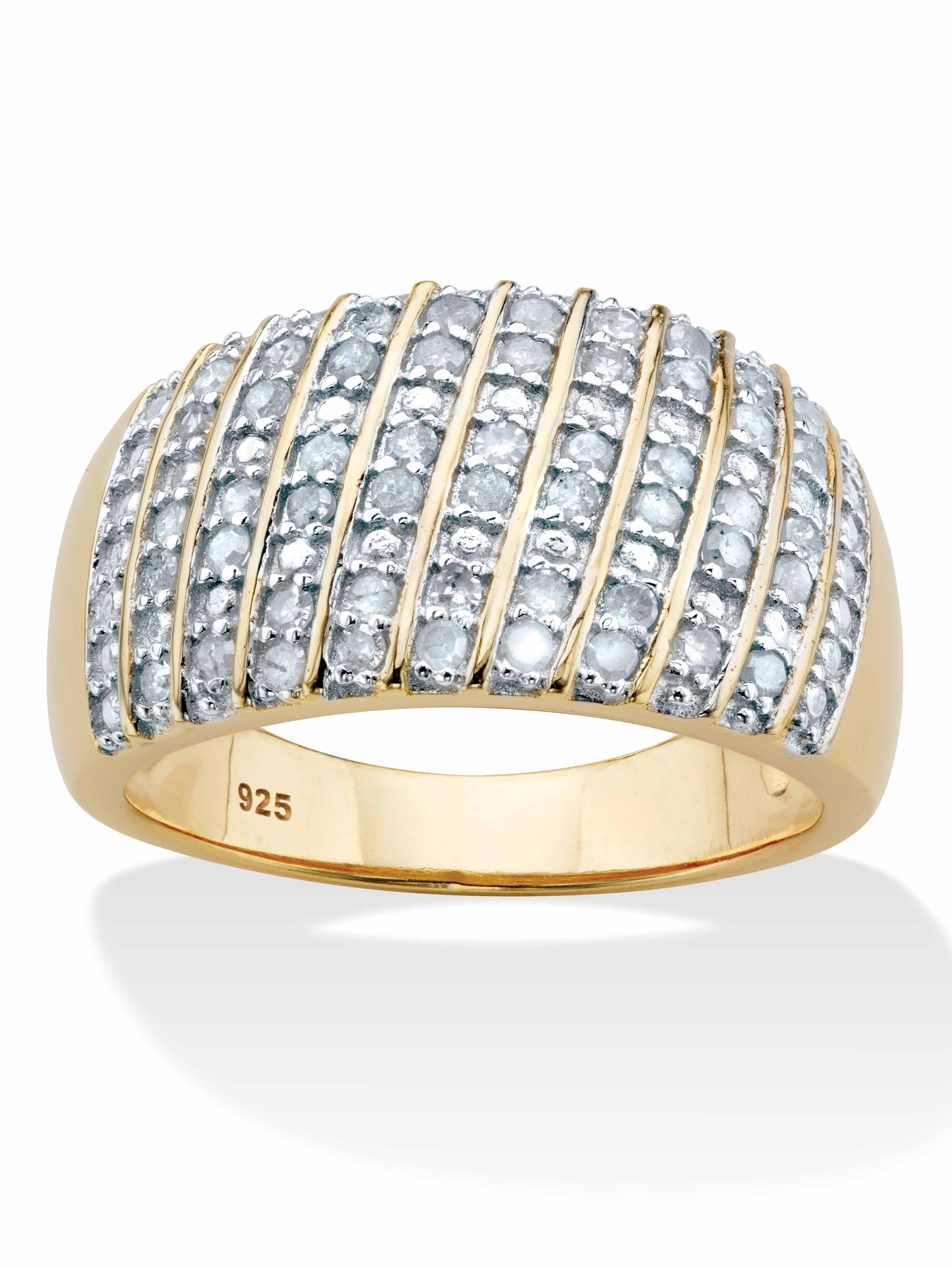 PalmBeach Jewelry Diamond Multi-Row Dome Ring 1/2 TCW in 14k Gold ...