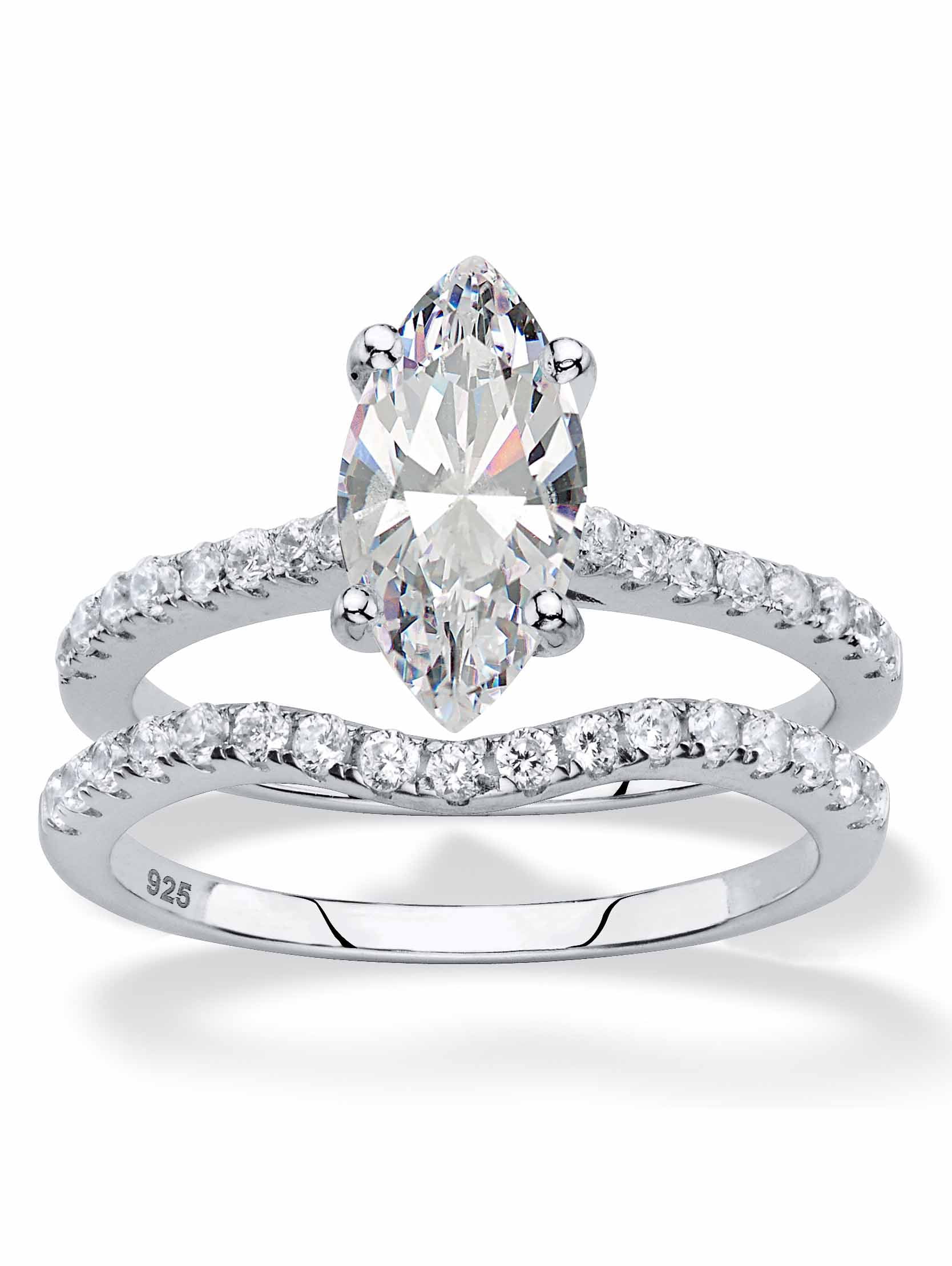 PalmBeach Jewelry Elegant White Cubic Zirconia Bridal Wedding Ring Set ...