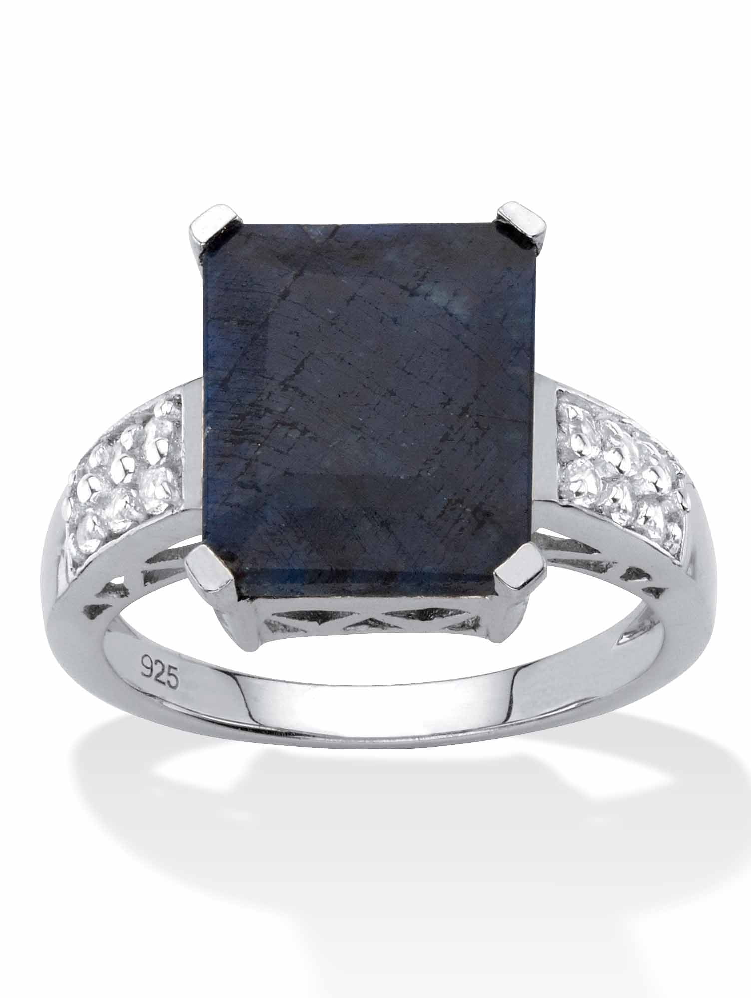 PalmBeach Jewelry Emerald-Cut Genuine Emerald or Sapphire and White ...