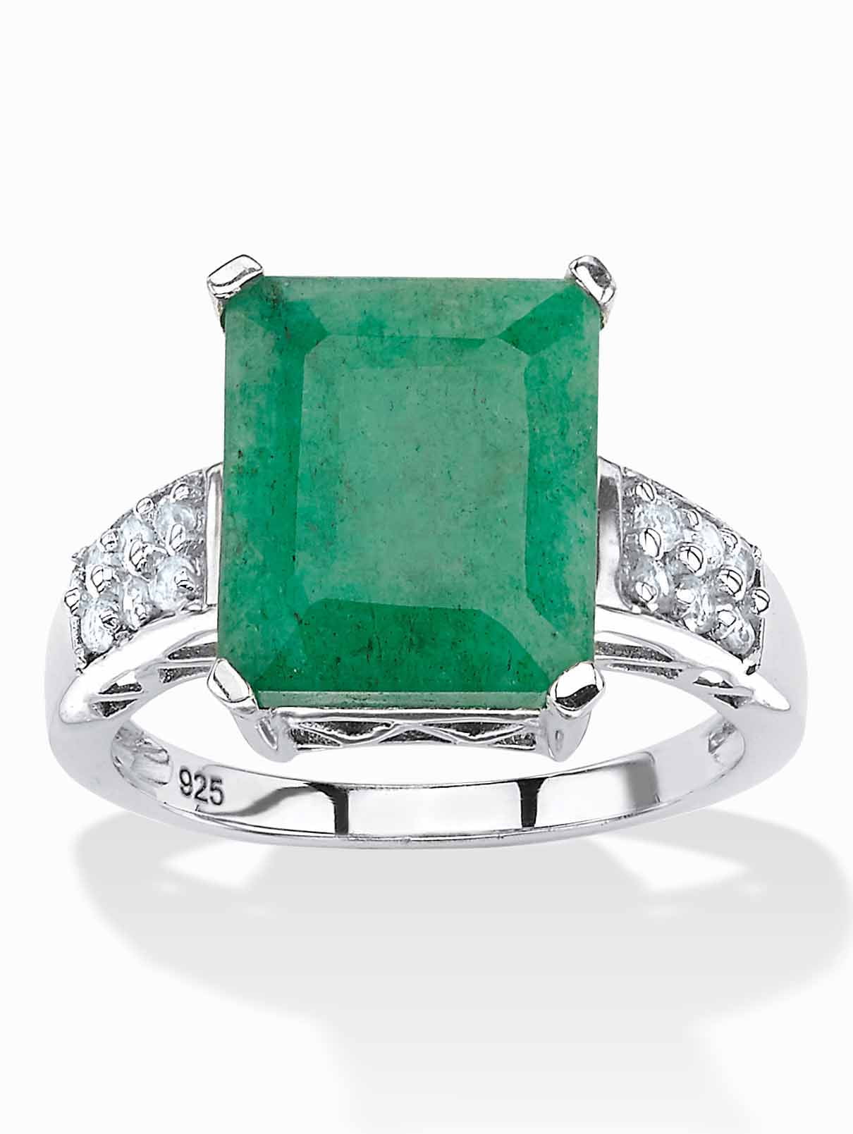 PalmBeach Jewelry Emerald-Cut Genuine Emerald or Sapphire and White ...