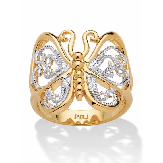 PalmBeach Jewelry Filigree Butterfly Ring in 18k Gold-Plated - Walmart.com