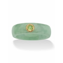 PalmBeach Jewelry Genuine Jade and Peridot, Garnet and White Topaz 3-Piece Ring Set in 10k ...