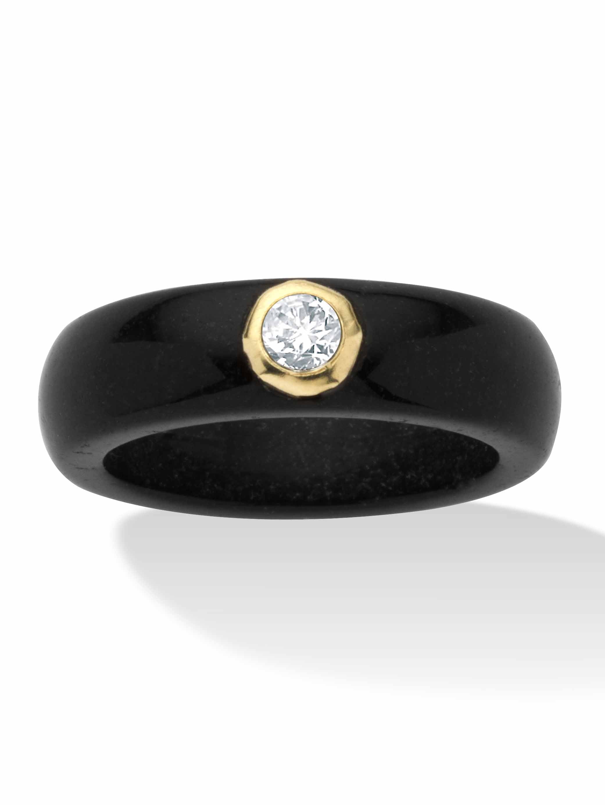 PalmBeach Jewelry Genuine Black or Red or Green Jade with White Topaz or Red Garnet or Green ...