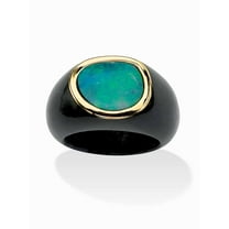 PalmBeach Jewelry Genuine Jade and Peridot, Garnet and White Topaz 3-Piece Ring Set in 10k ...