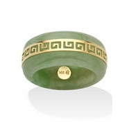 PalmBeach Jewelry Round Black and White Genuine Jade 14k Yellow Gold "Greek Key" Ring - Walmart.com