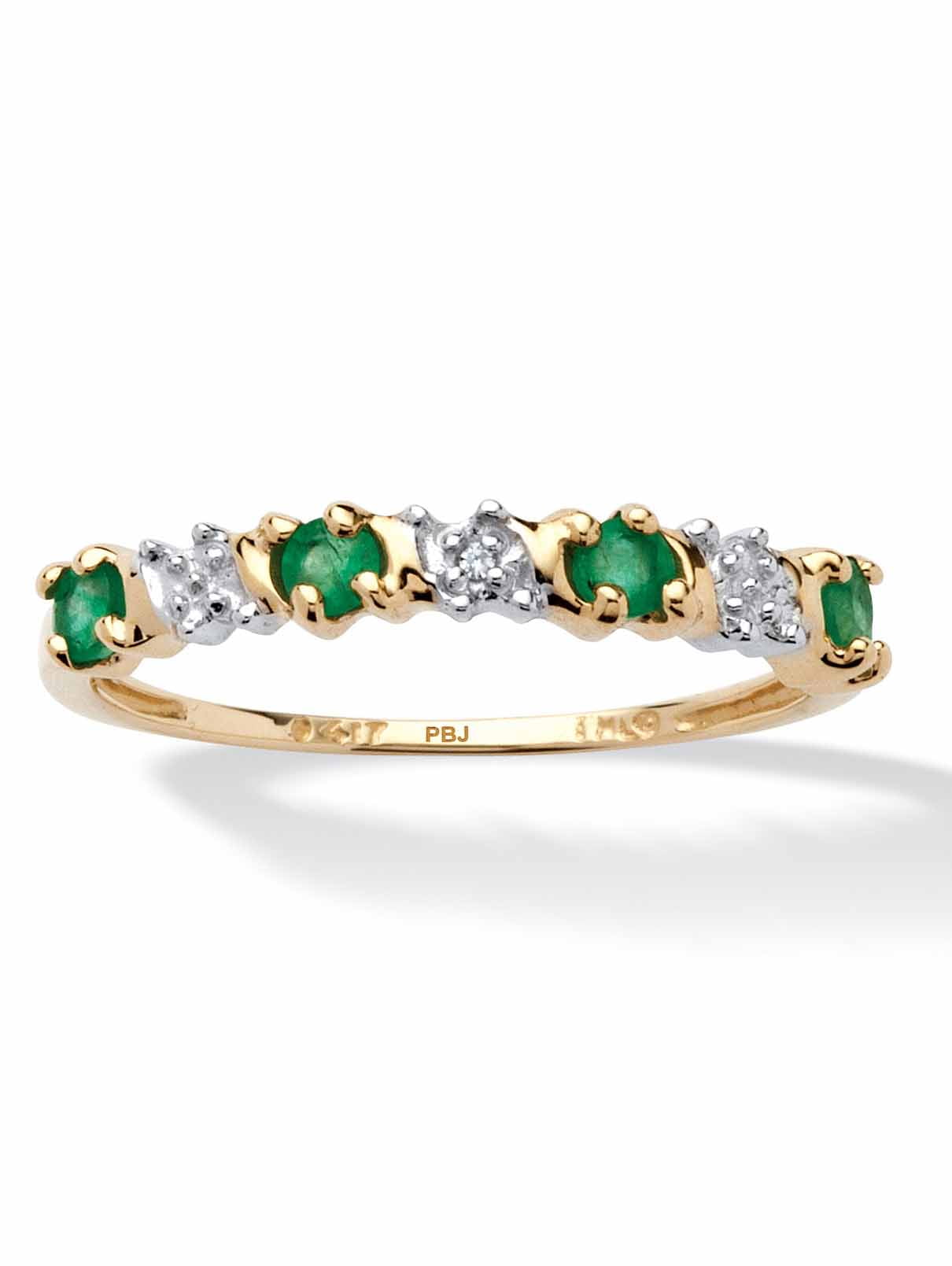 PalmBeach Jewelry Genuine Round Green Emerald or Blue Sapphire and ...