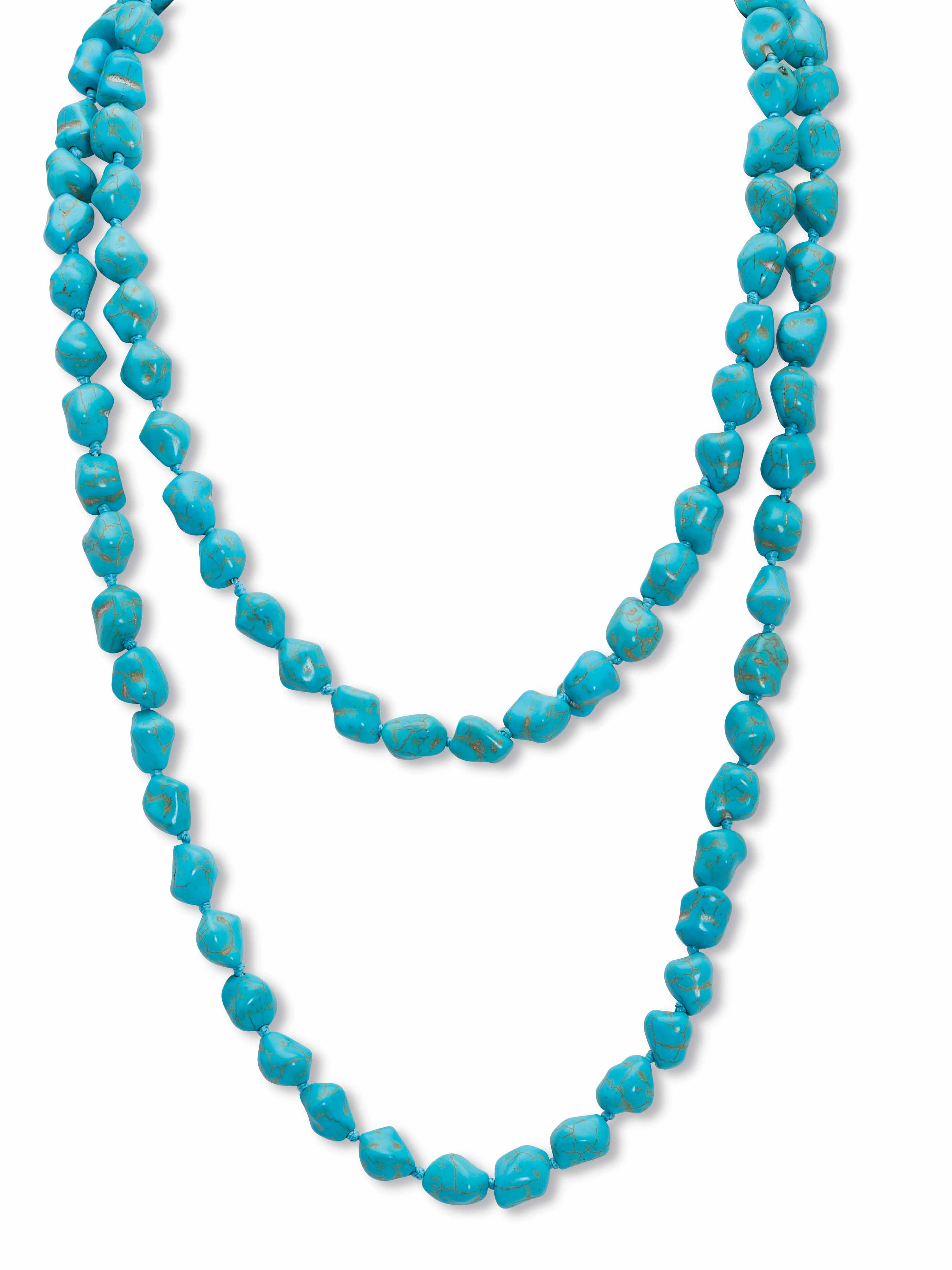 PalmBeach Jewelry Genuine Turquoise Endless Necklace, 48 inches ...