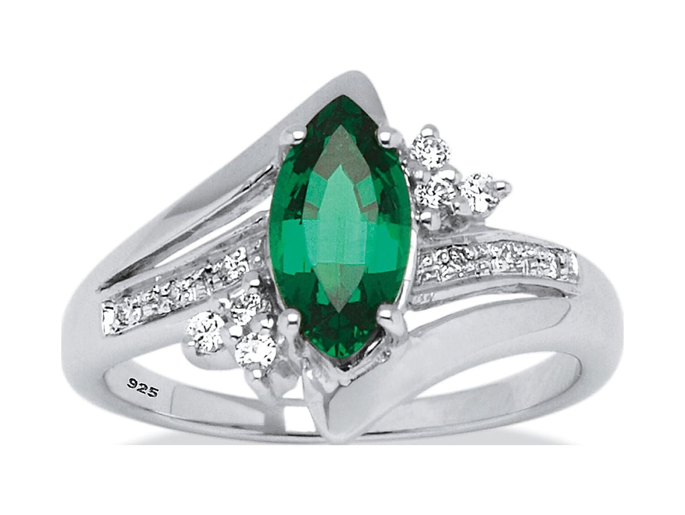 PalmBeach Jewelry Genuine Topaz & Zirconia Marquise-Cut Ring in ...