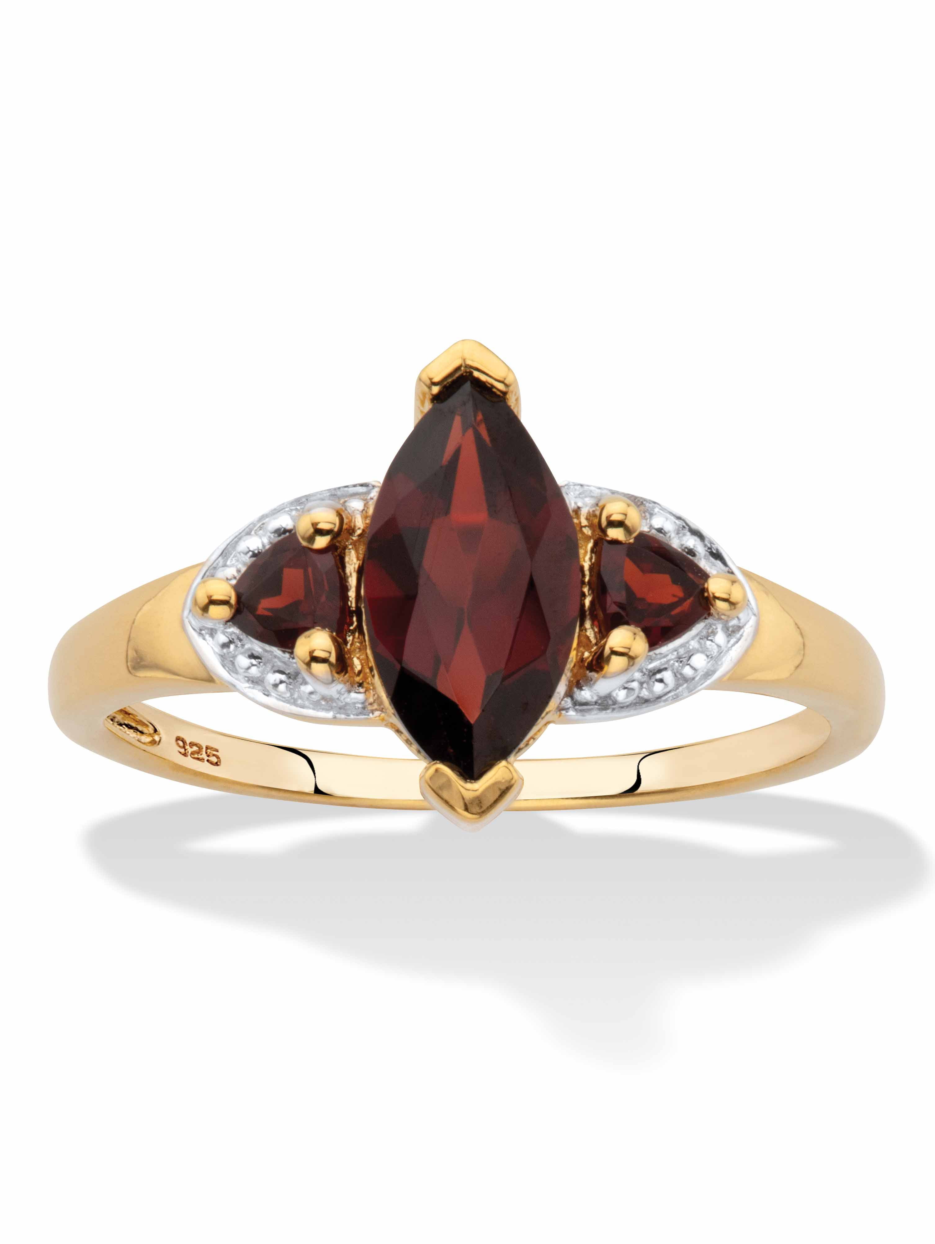 PalmBeach Jewelry Marquise and Trillion Cut Red Garnet Ring. 1.68 TCW ...