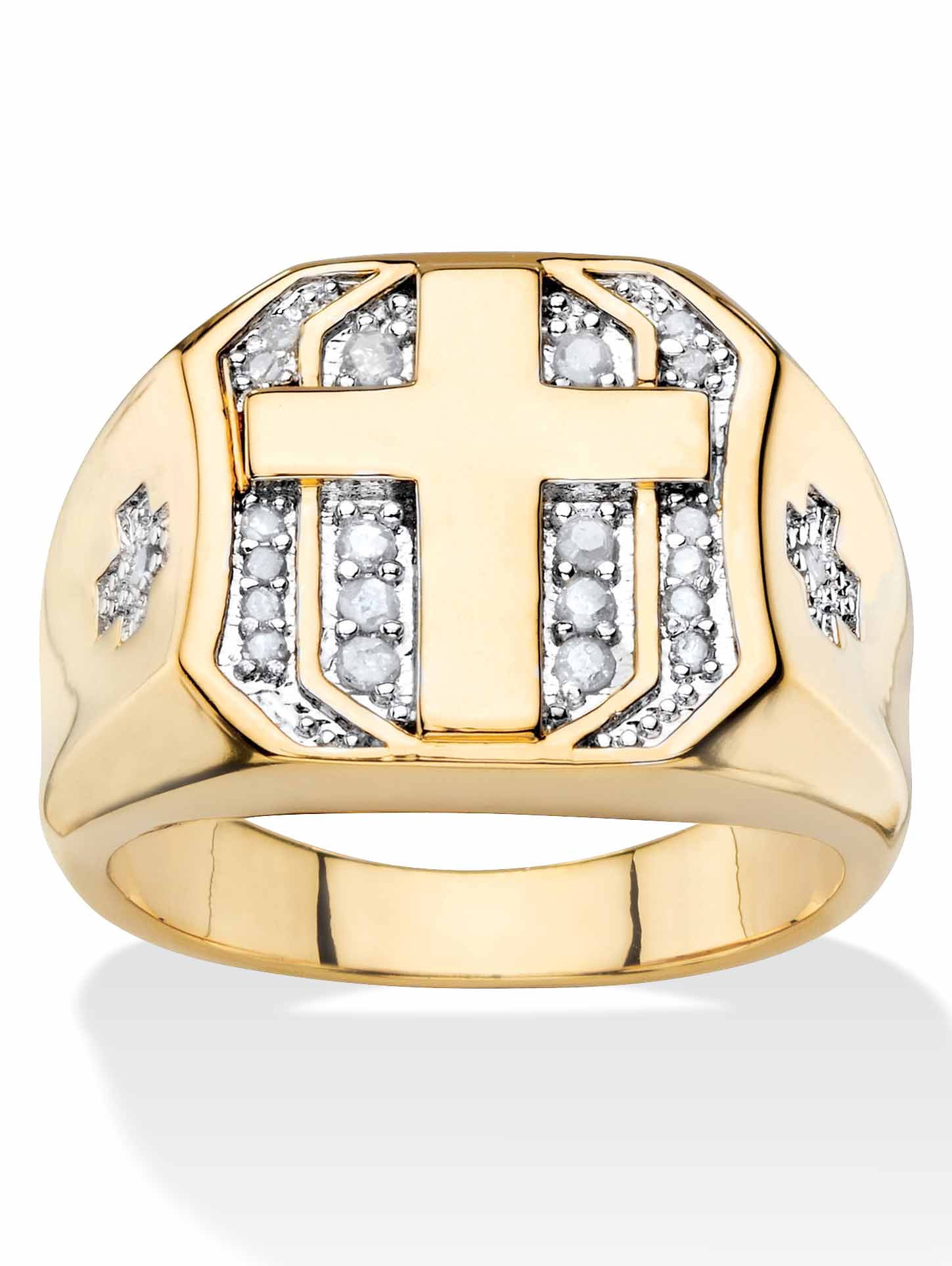 PalmBeach Jewelry Men's 1/5 TCW Round Diamond Pave-Style Octagon Cross ...