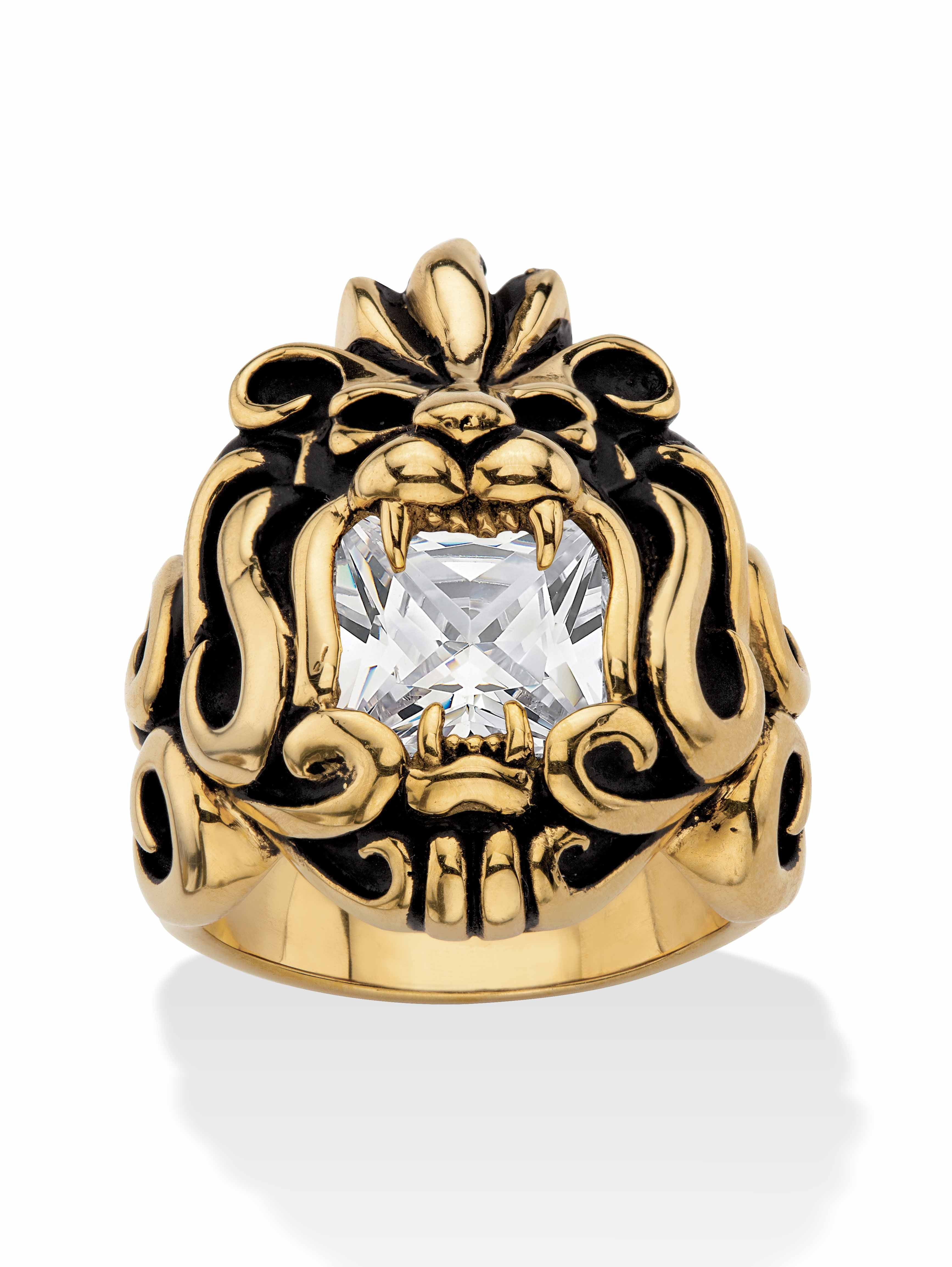PalmBeach Jewelry Men's 2.65 TCW Square-Cut White or Garnet Red Cubic ...