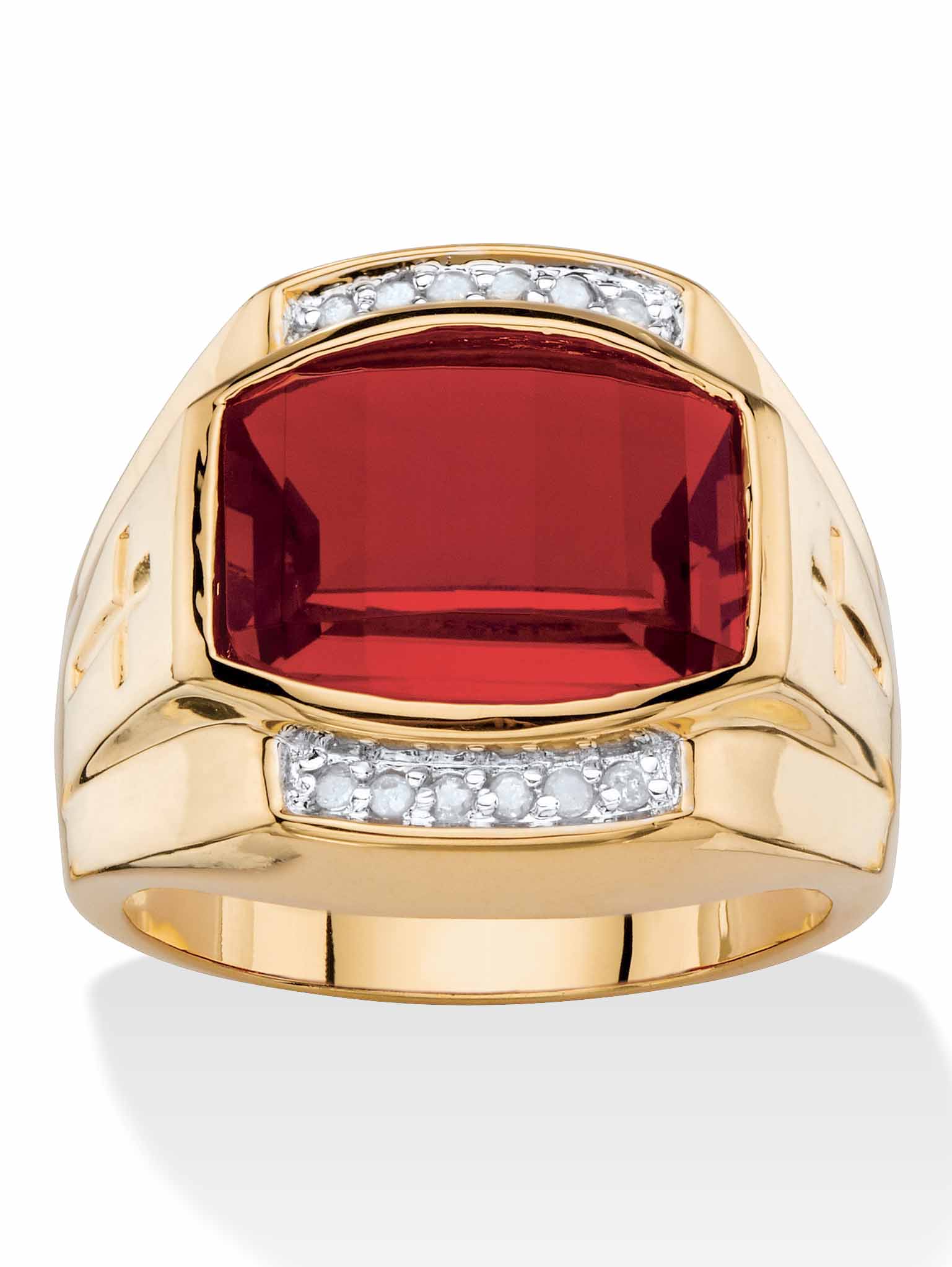 PalmBeach Jewelry Men's 7.61 TCW Cushion-Cut Created Red Ruby or Blue ...