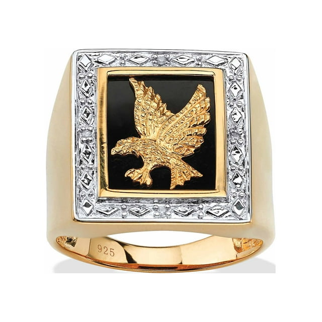 PalmBeach Jewelry Men's Black Onyx and Diamond Accent Eagle Ring in 14k ...