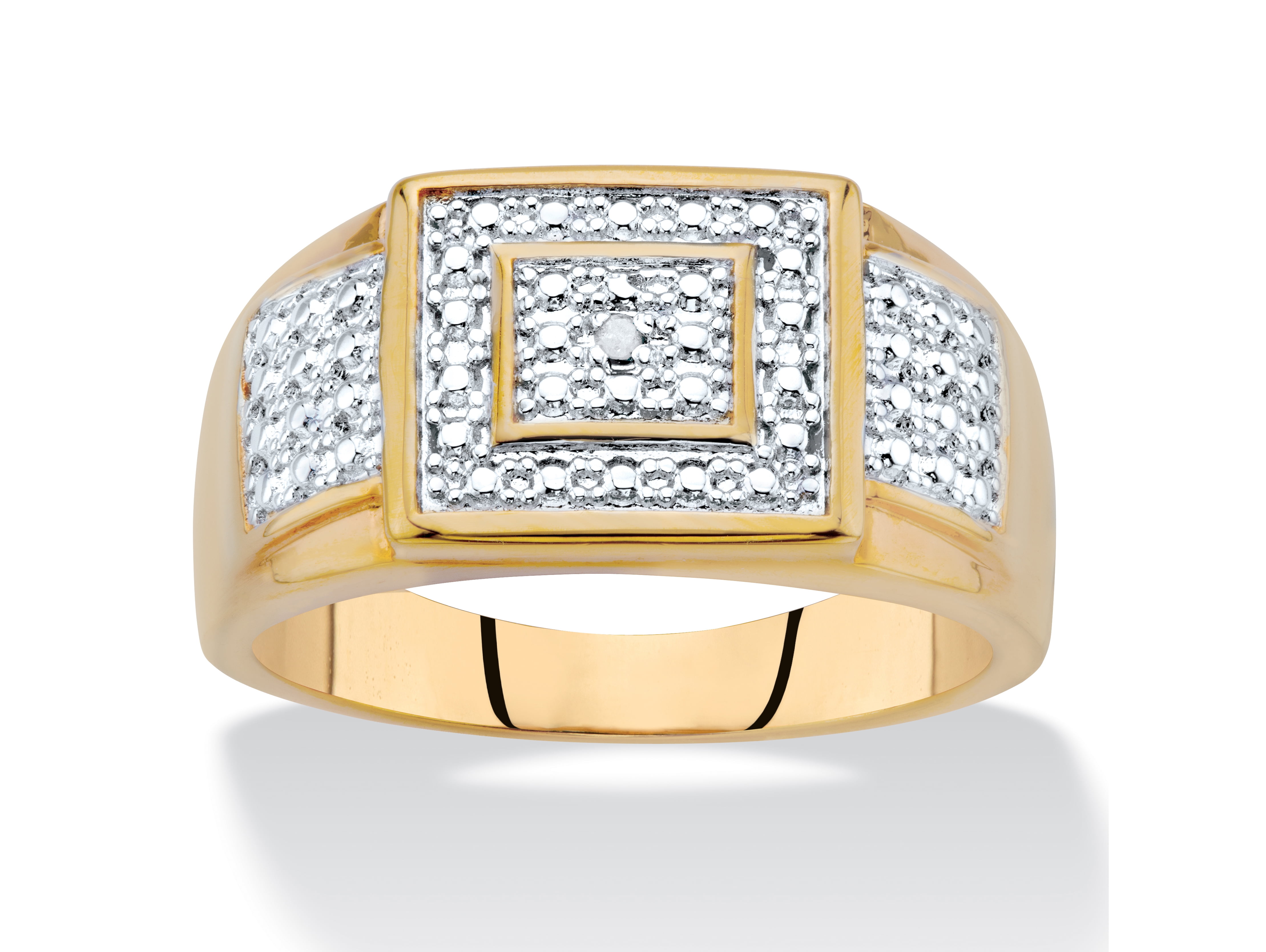 PalmBeach Jewelry Men's Diamond Accent 18k Gold-Plated Grid Ring ...