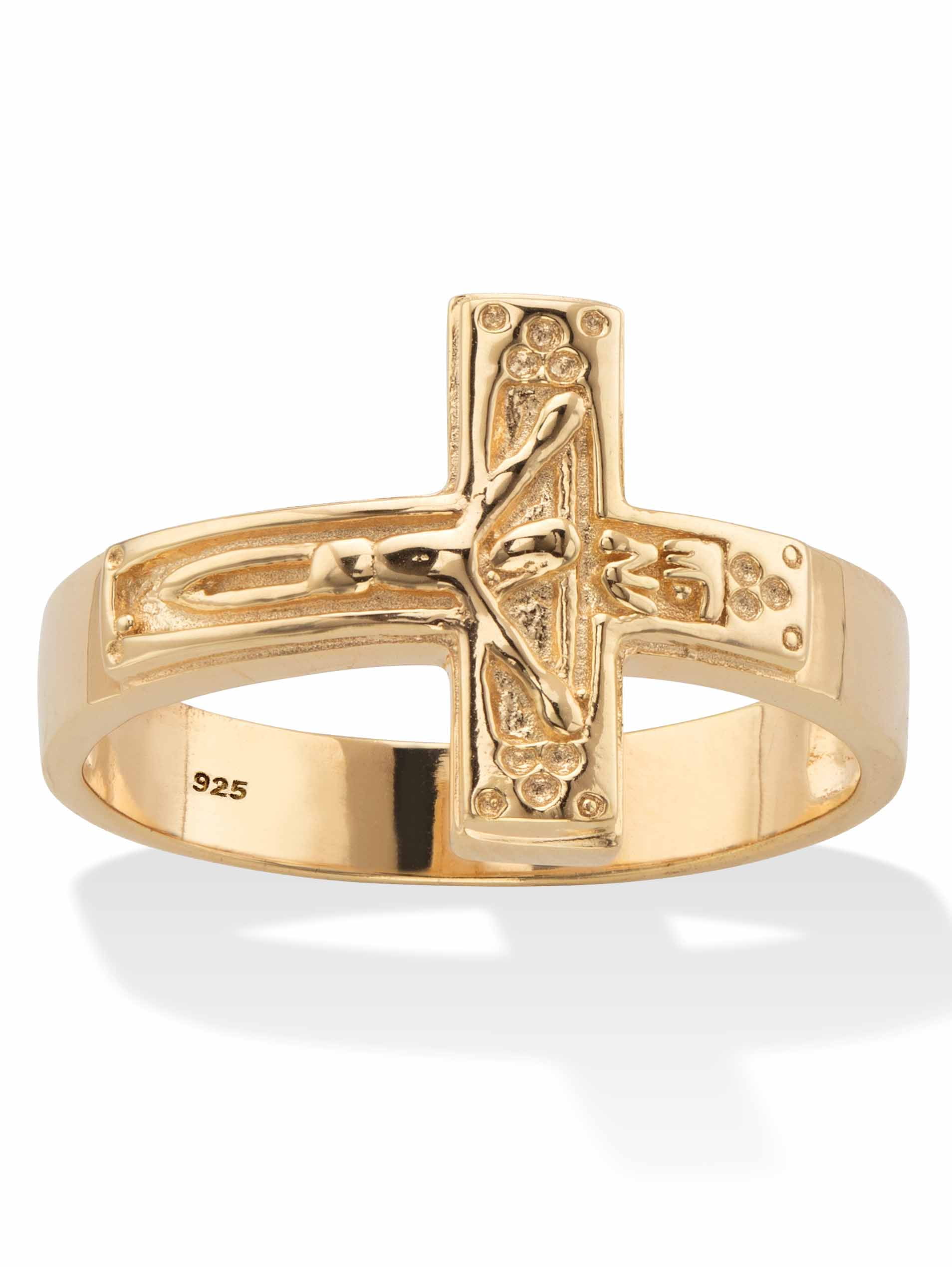 PalmBeach Jewelry Men's Horizontal Crucifix Cross Men's Ring in 14k ...
