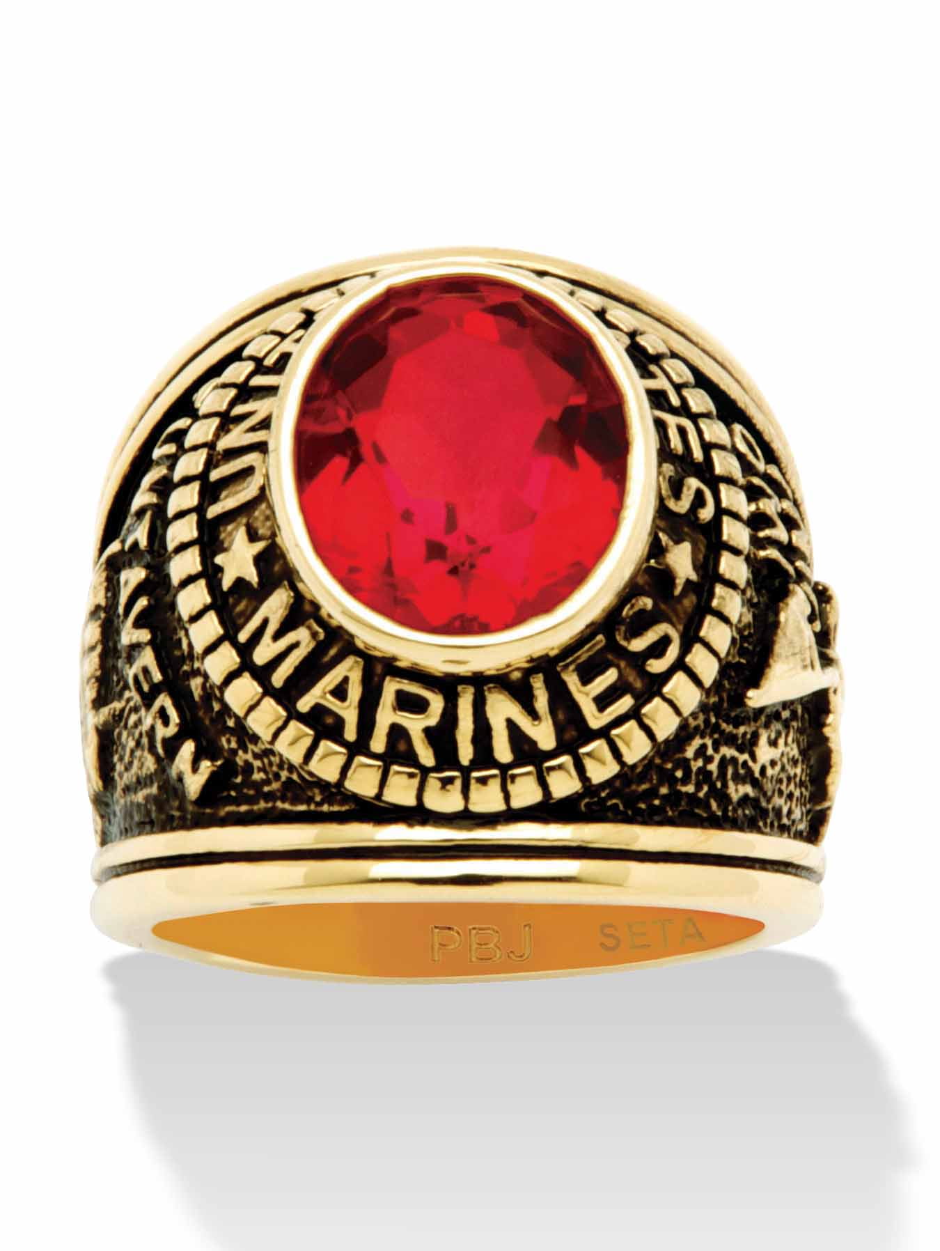 PalmBeach Jewelry Men's Oval-Cut Simulated Red Ruby or Blue Sapphire 6 ...