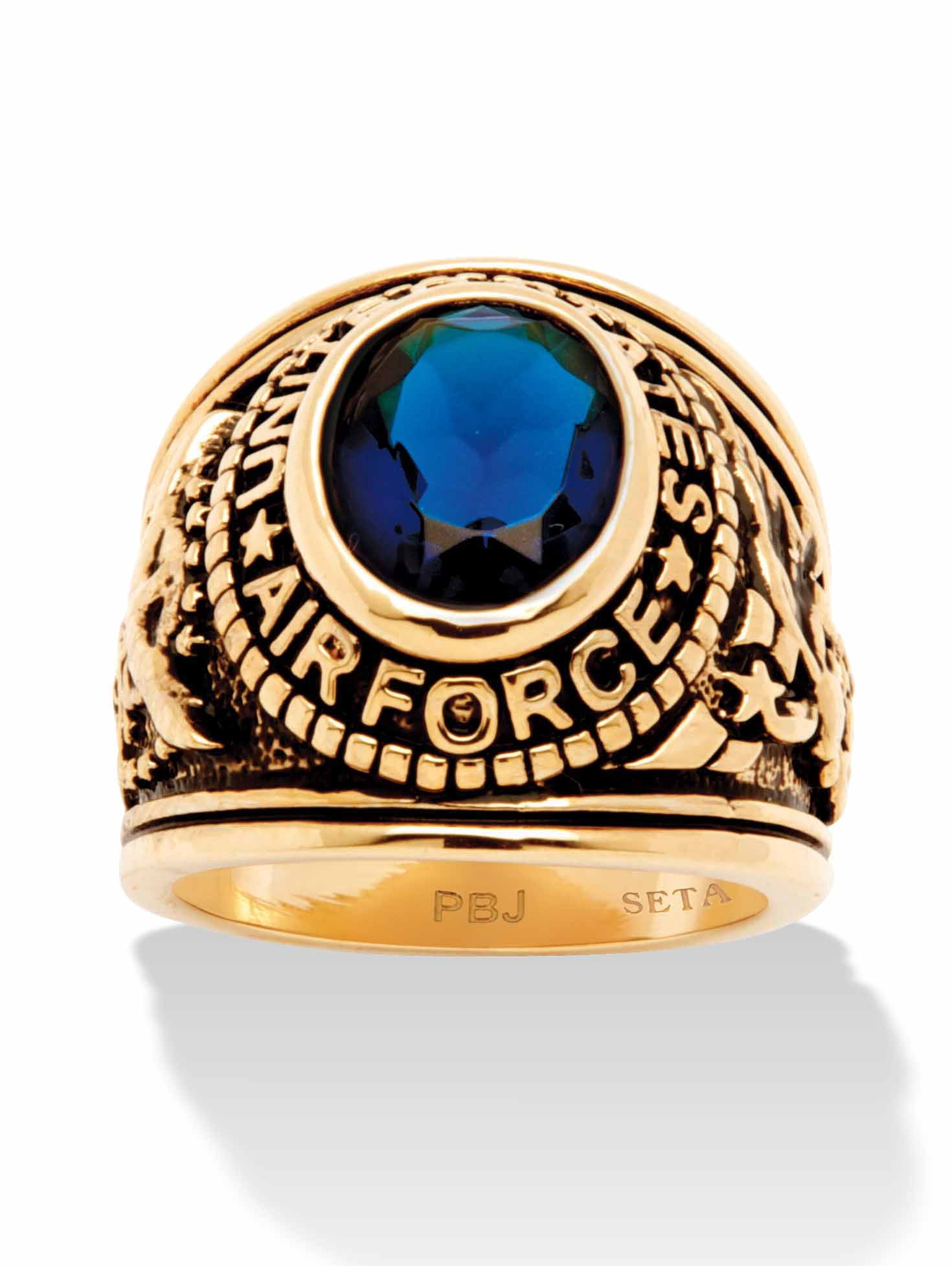 PalmBeach Jewelry Men's Oval-Cut Simulated Red Ruby or Blue Sapphire 6 ...