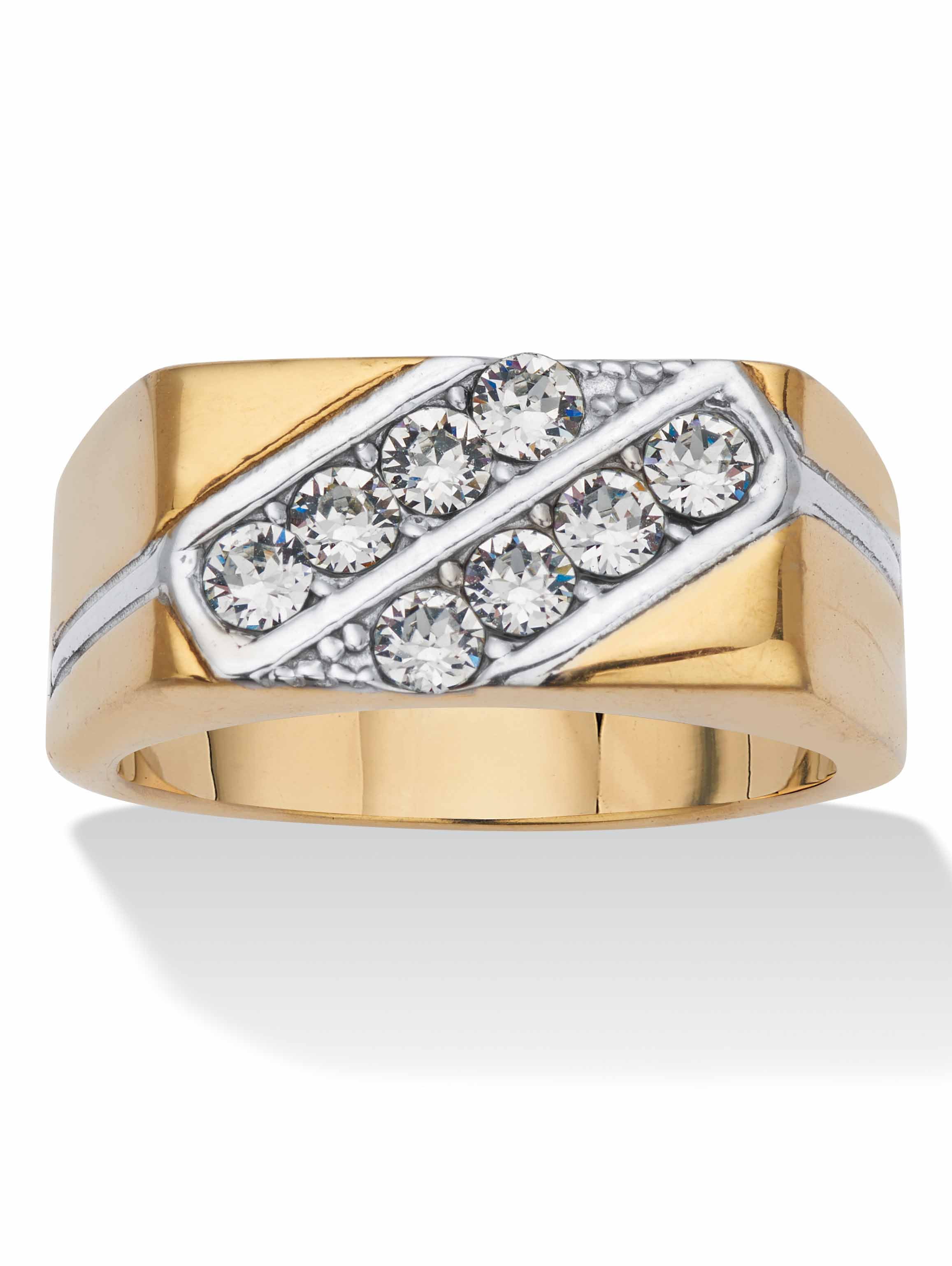 PalmBeach Jewelry Men's Round Crystal Gold Ion-Plated Stainless Steel ...