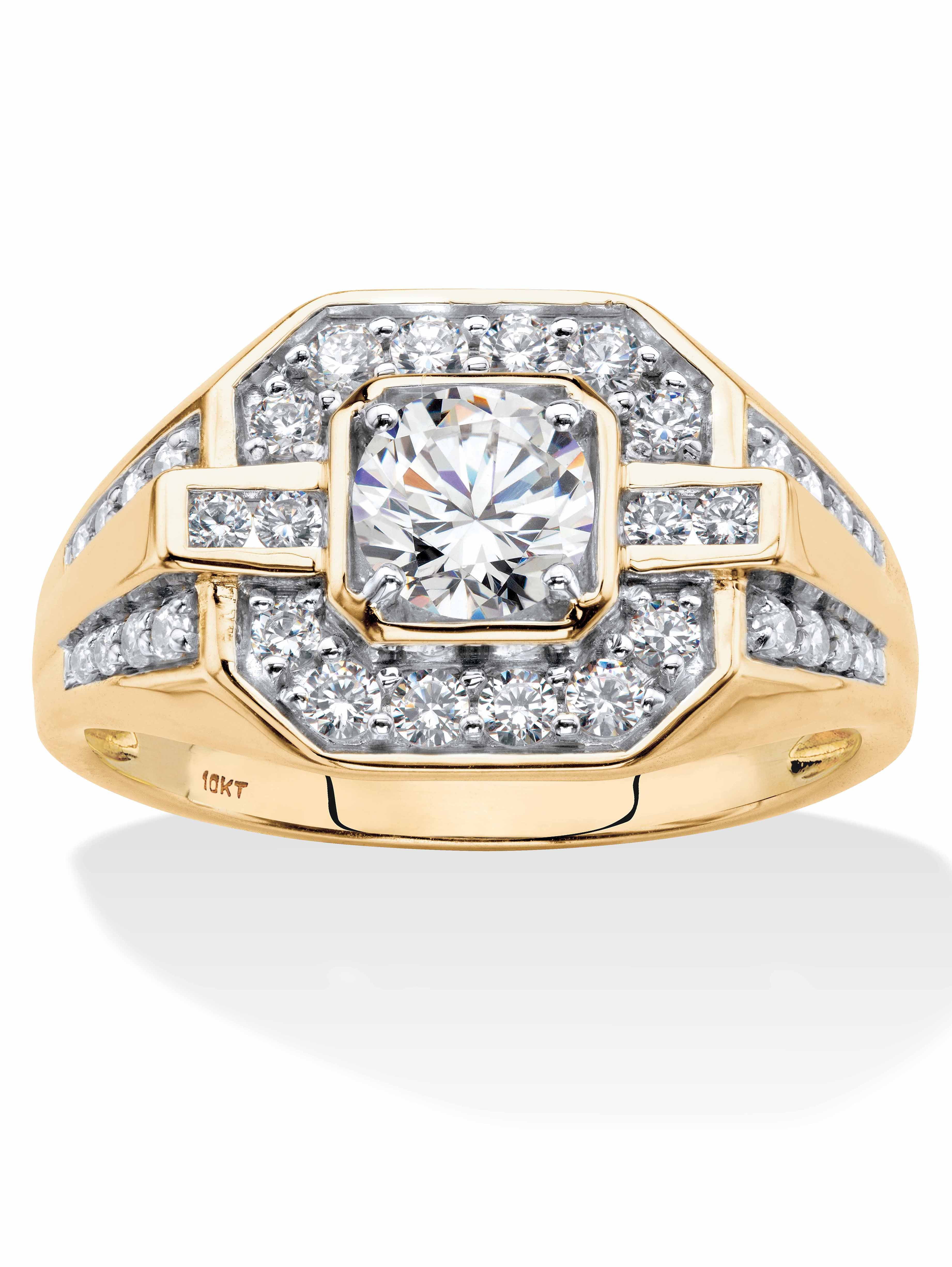 PalmBeach Jewelry Men's Round Cubic Zirconia Octagon-Shaped Ring 1.58 ...