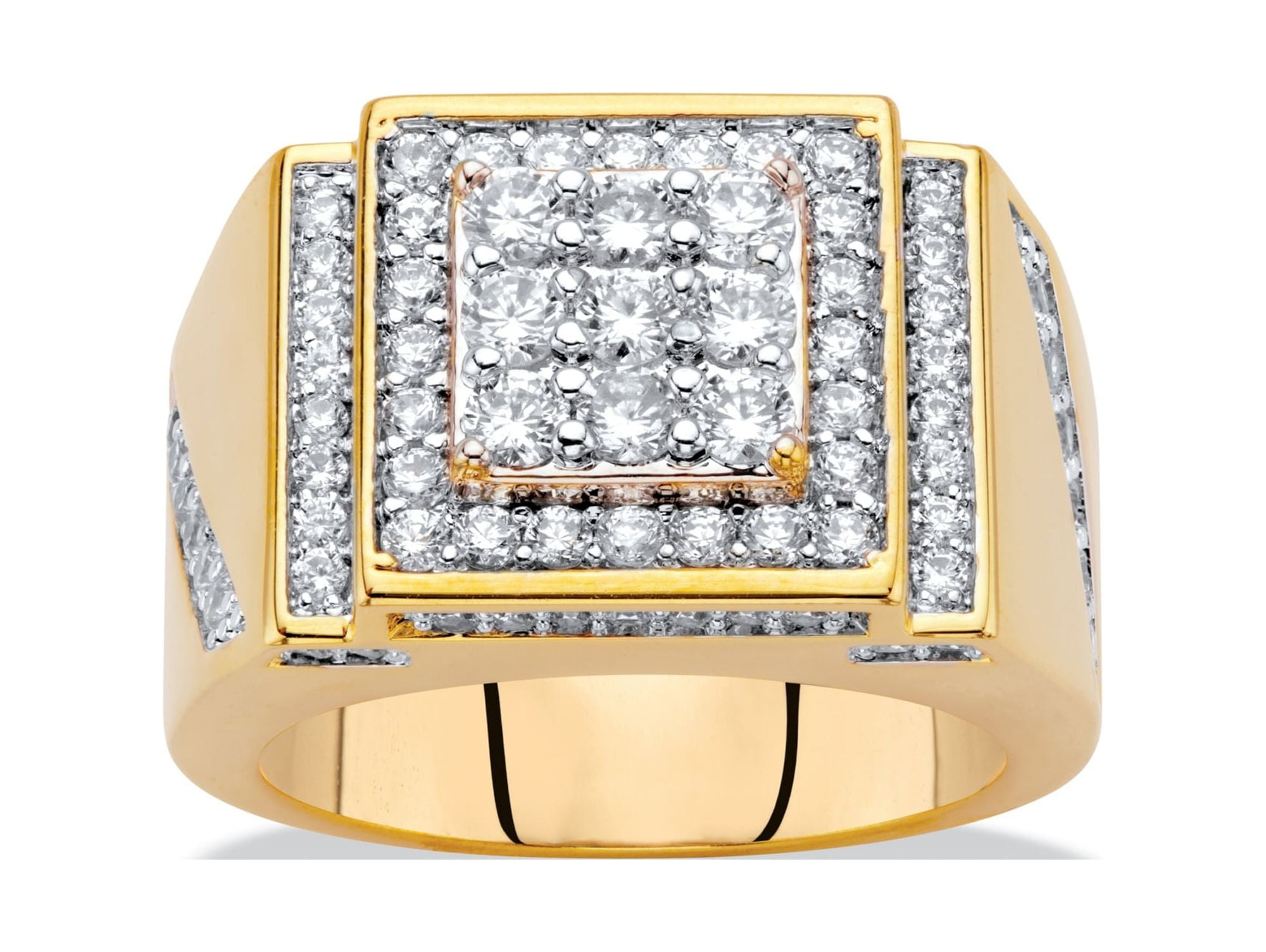 PalmBeach Jewelry Men's Round Cubic Zirconia Step Top Grid Ring 1.80 ...