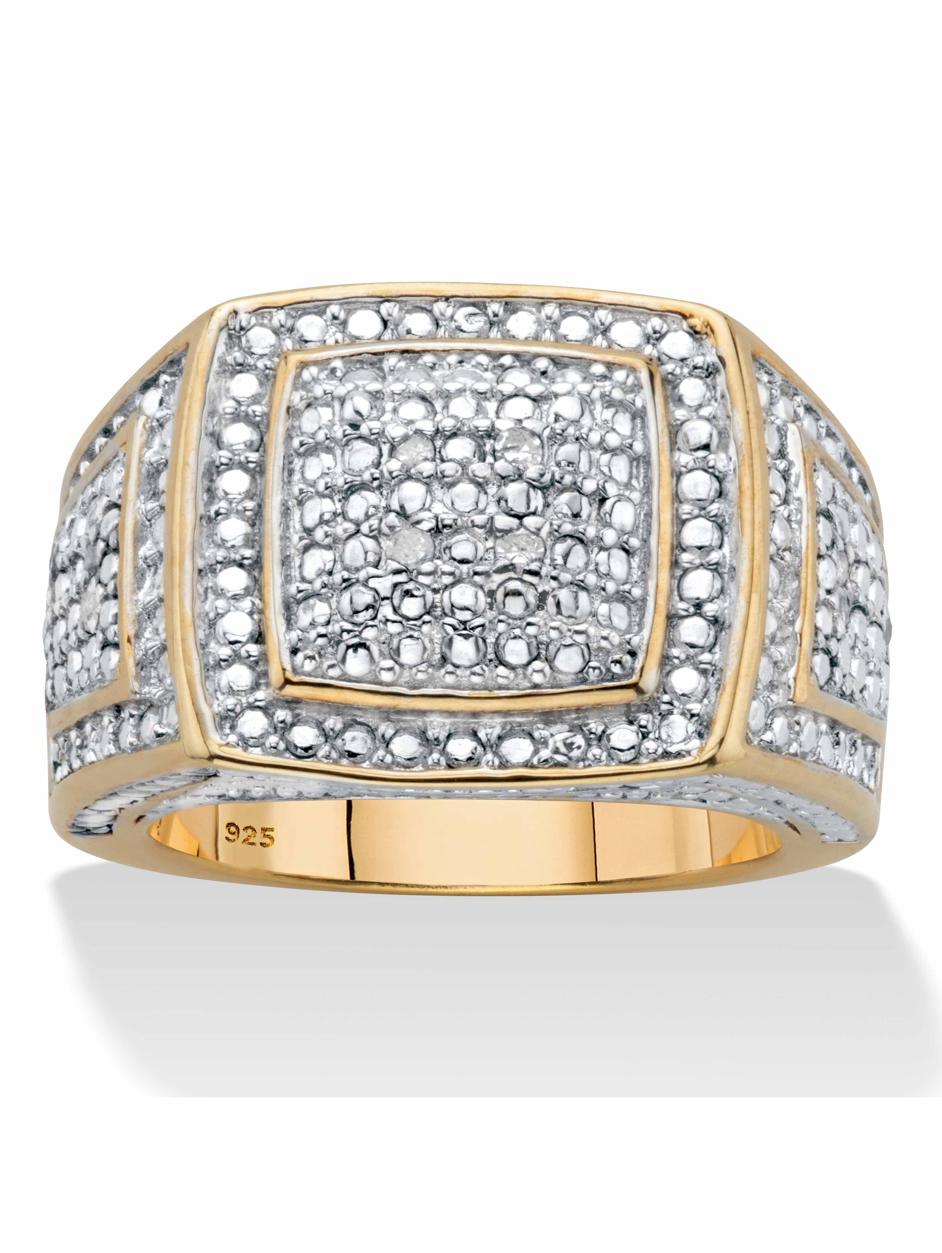 PalmBeach Jewelry Men's Round Cut Diamond Grid Ring 1/10 TCW Two-Tone ...