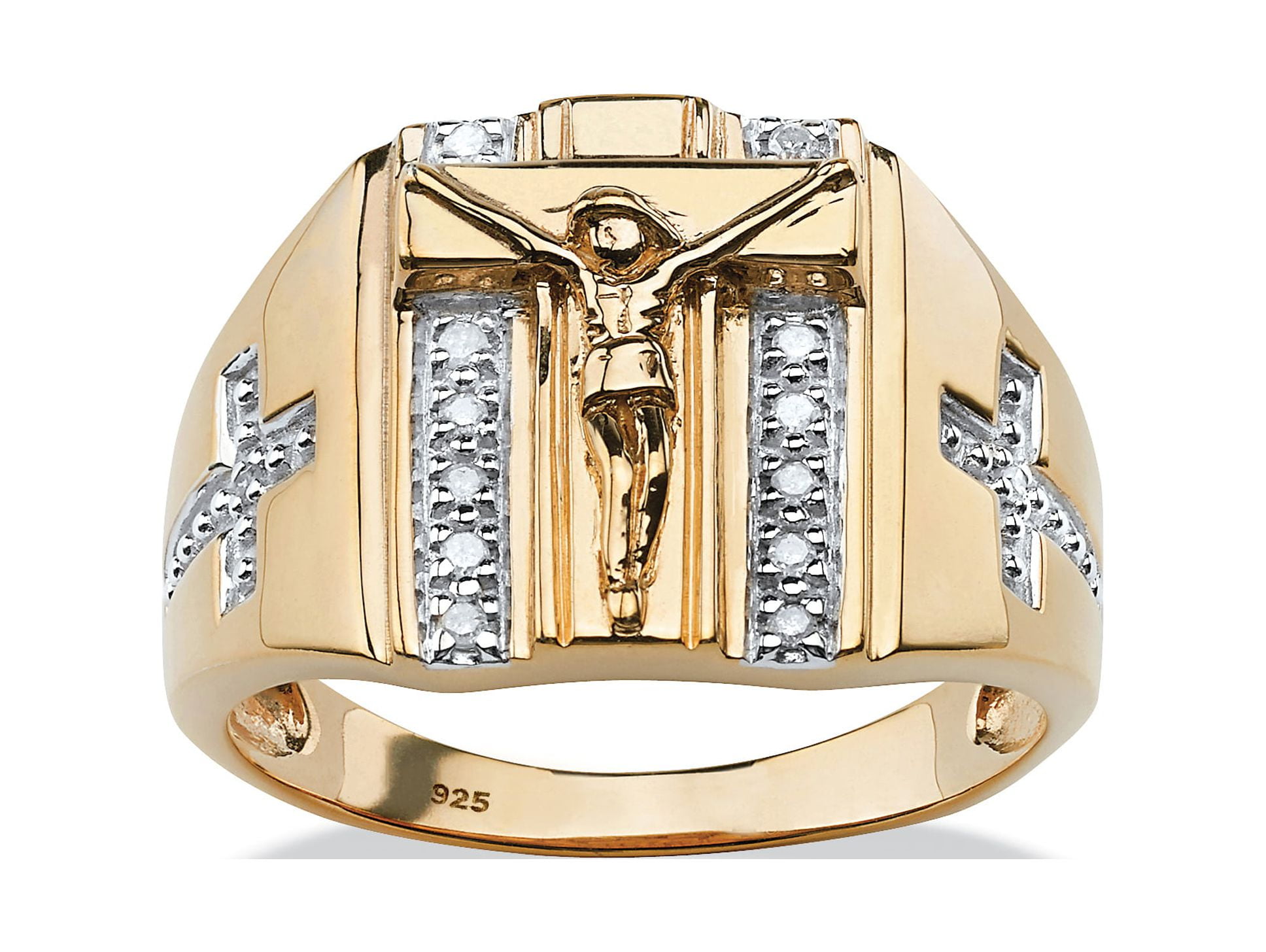 PalmBeach Jewelry Men's Round Diamond Crucifix and Cross Ring 1/10 TCW ... PalmBeach Jewelry Men's Round Diamond Crucifix and Cross Ring 1/10 TCW ...