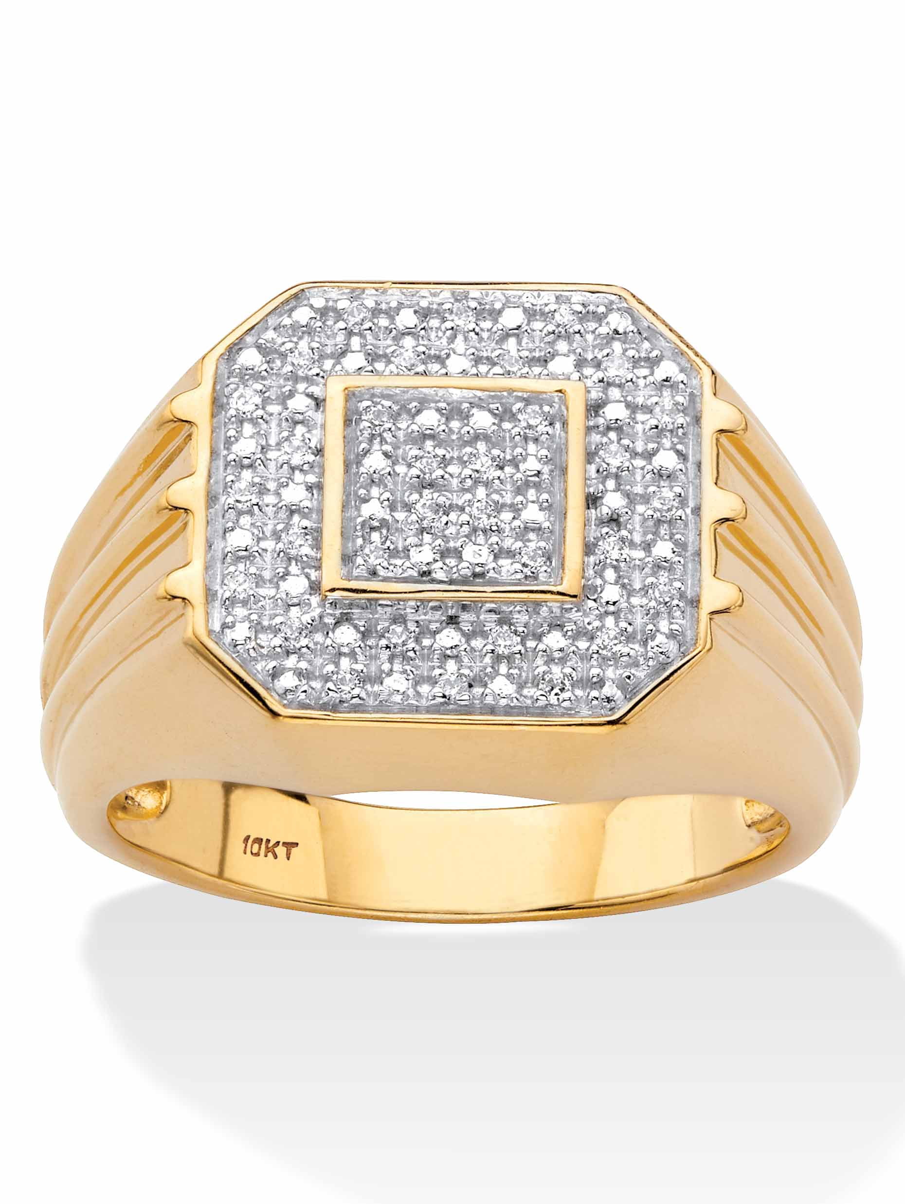 PalmBeach Jewelry Men's Round Diamond Ribbed Octagon Ring 1/10 TCW in ...