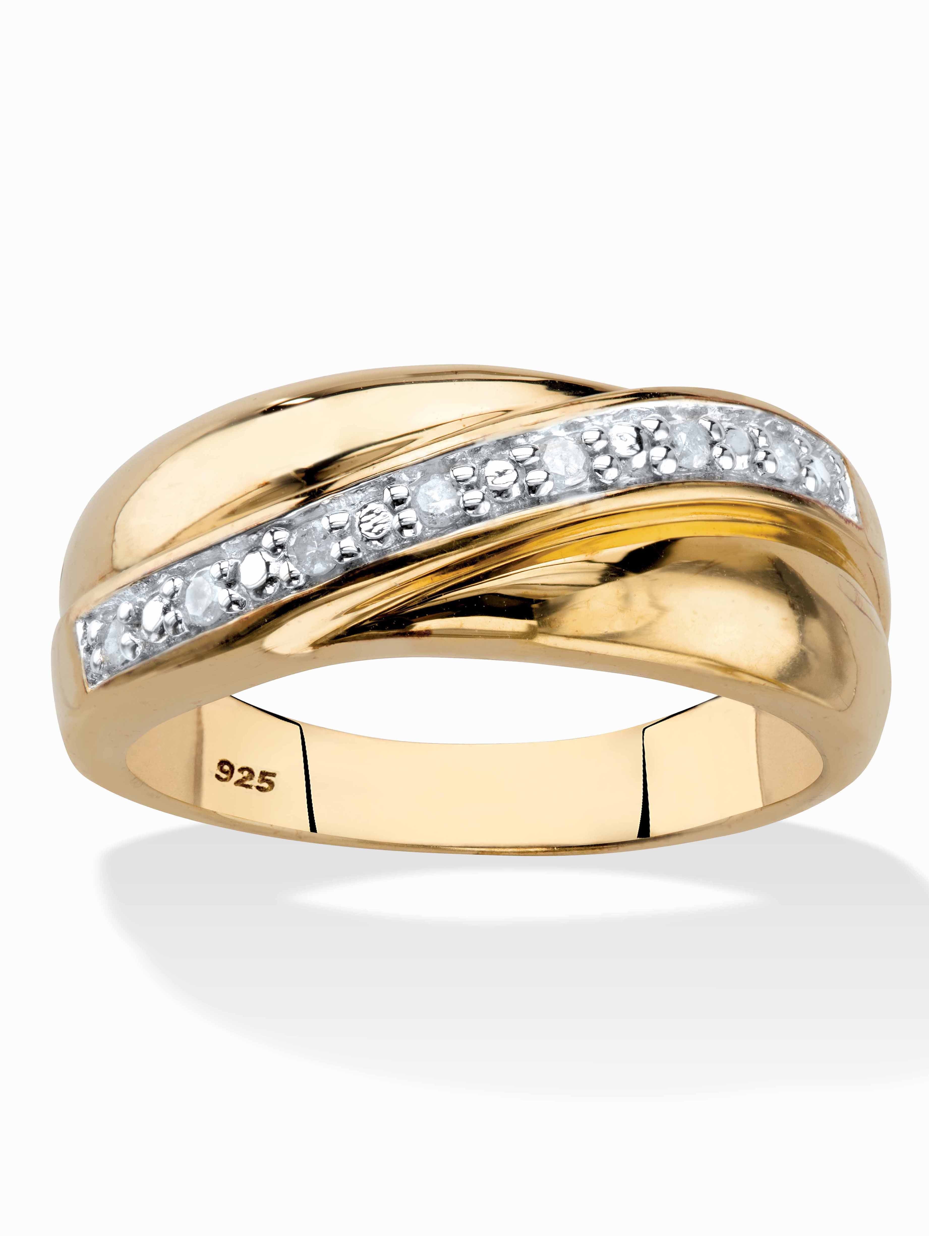 PalmBeach Jewelry Men's Round Diamond Wedding Band 1/10 TCW in Platinum ...