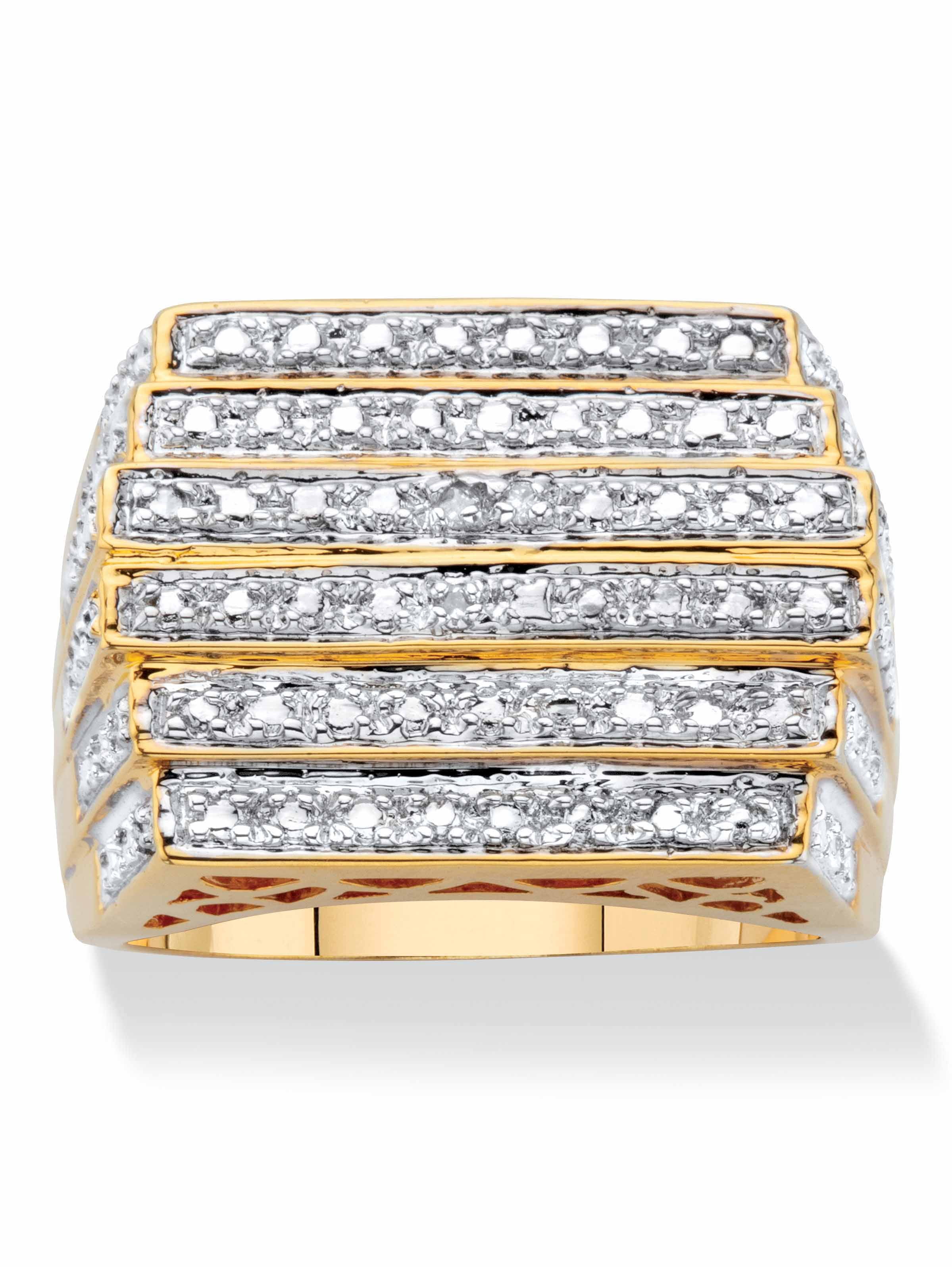 PalmBeach Jewelry Men's Round Multi Row Step Top Diamond Accent Ring ...