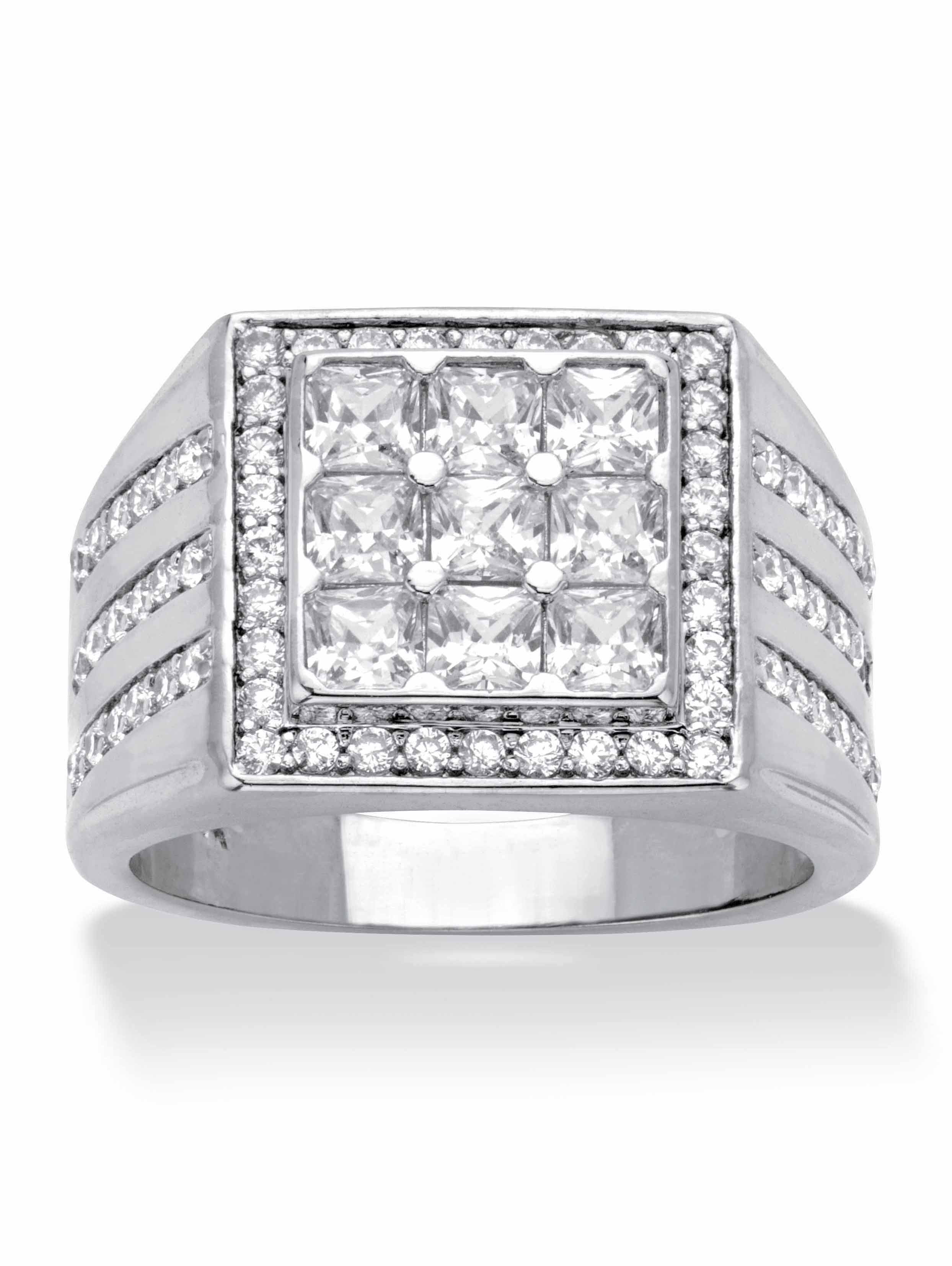 PalmBeach Jewelry Men's Round and Square Cubic Zirconia Square Ring 2. ...