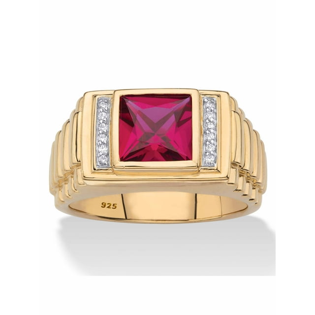 PalmBeach Jewelry Men's Square-Cut Created Red Ruby or Blue Sapphire ...