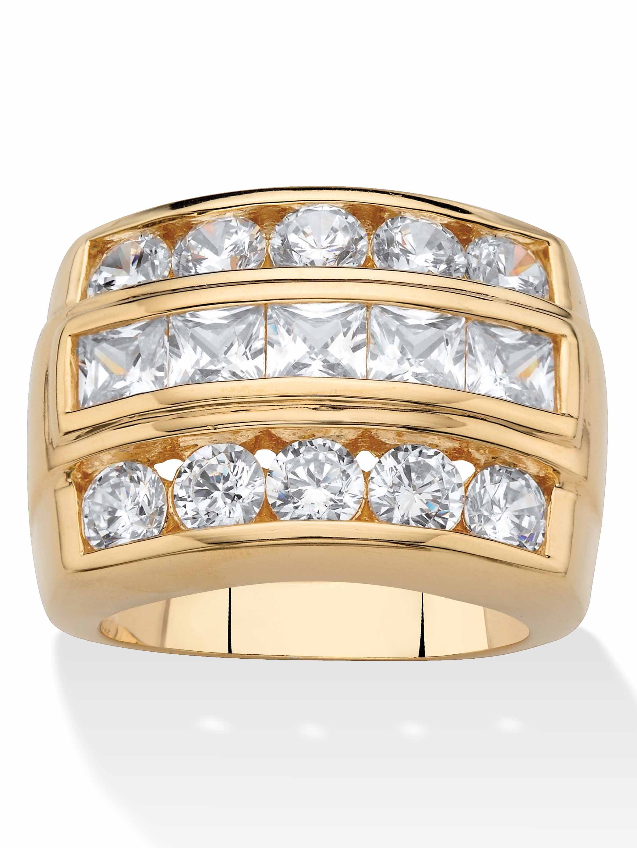PalmBeach Jewelry Men's Square-Cut and Round Cubic Zirconia Channel-Set ...