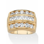 14K Gold Over Sterling Silver Cubic Zirconia Waterfall Cluster Ring ...