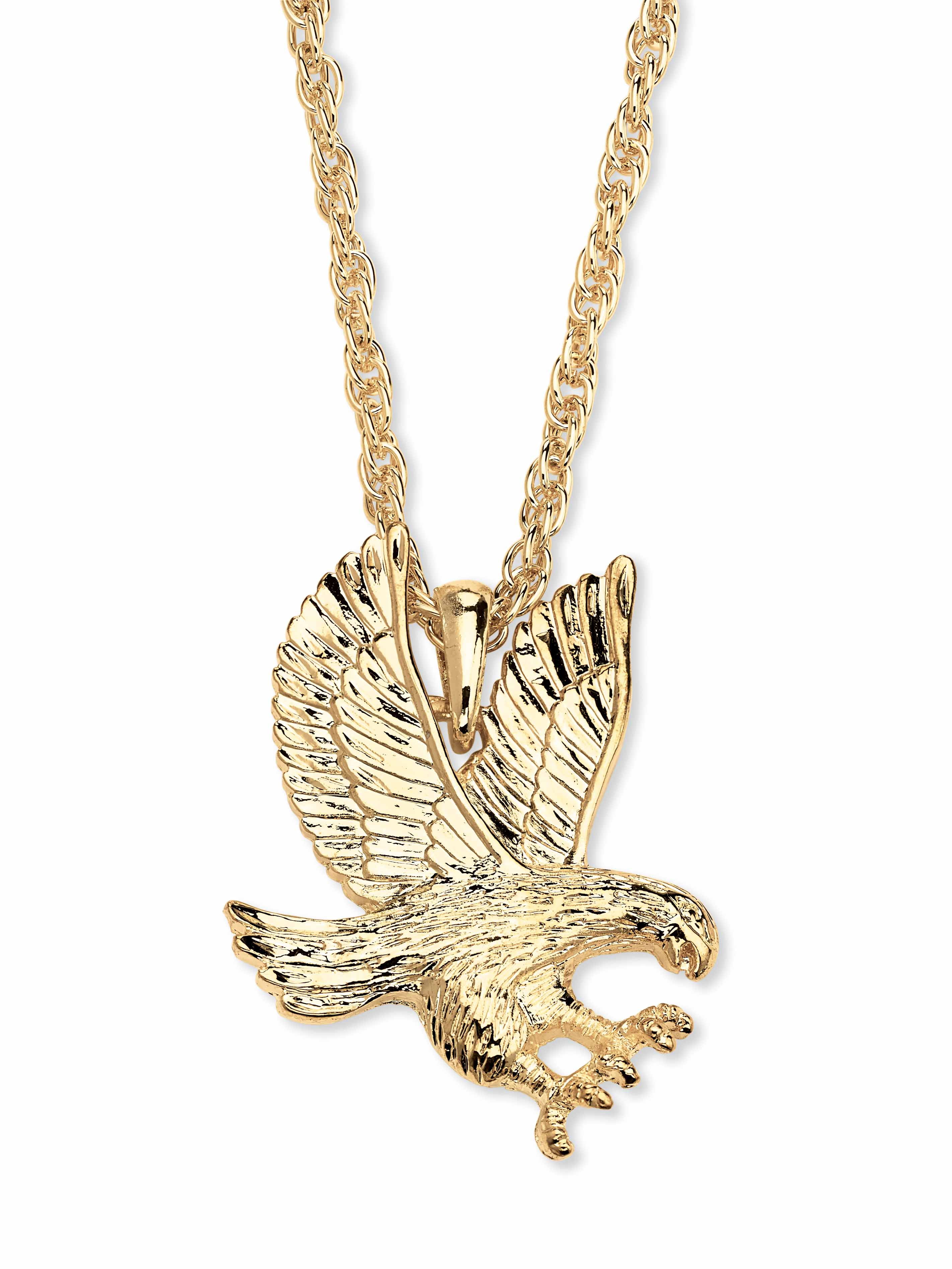 PalmBeach Jewelry Men's Yellow Goldtone Eagle Pendant Rope Chain ...
