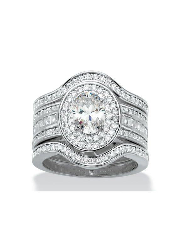 Oval Halo Wedding Set