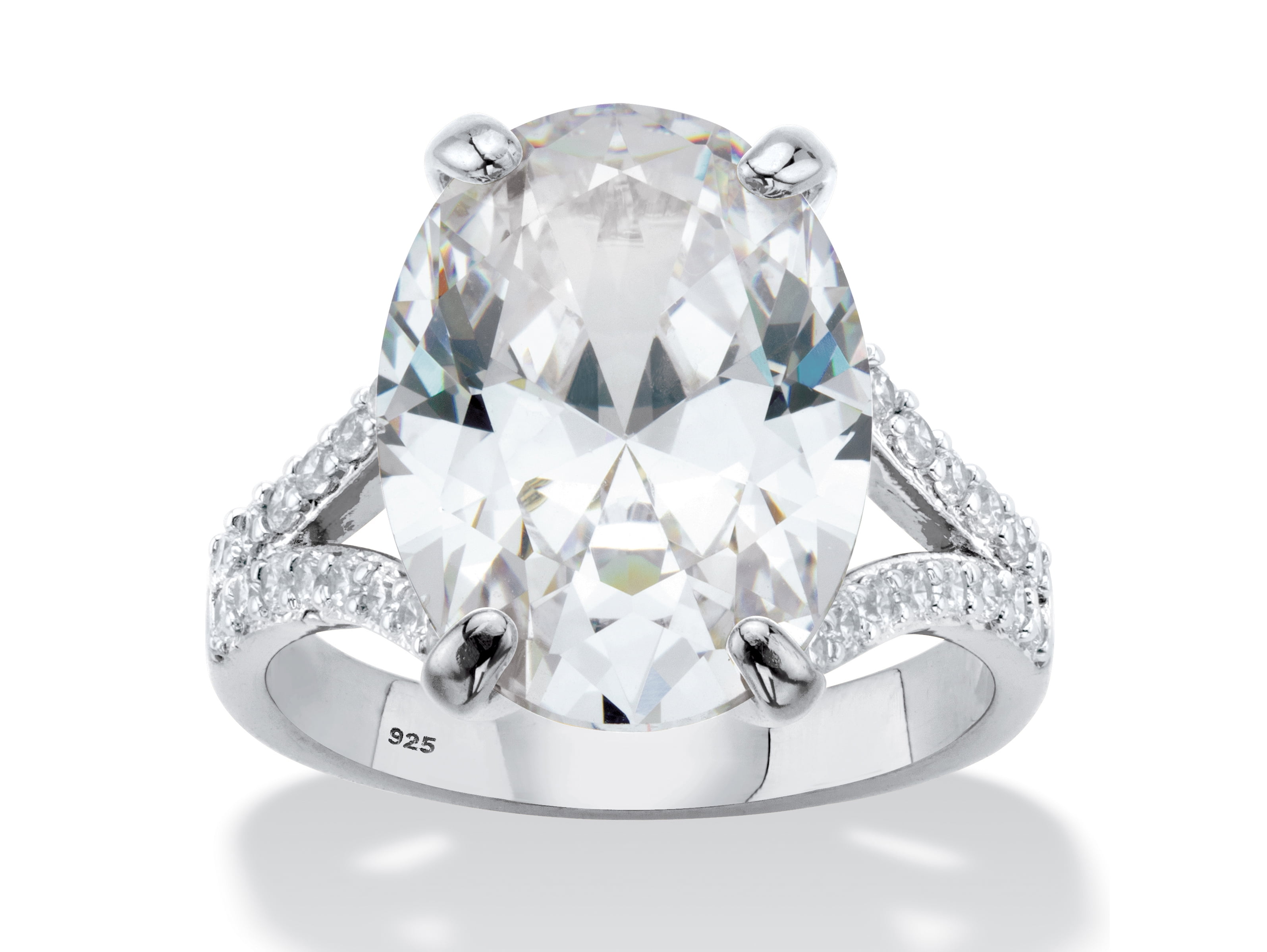 PalmBeach Jewelry Oval-Cut Cubic Zirconia Split-Shank Engagement Ring 9 ...