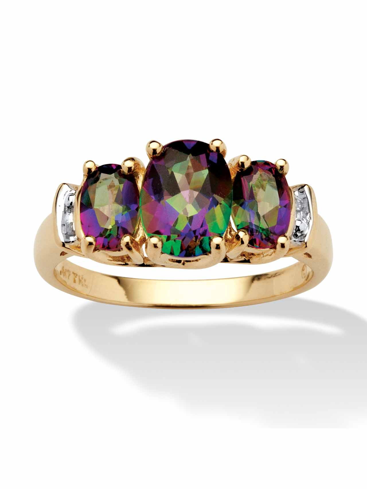 PalmBeach Jewelry Oval-Cut Genuine Fire Topaz and Diamond Accent 3 ...
