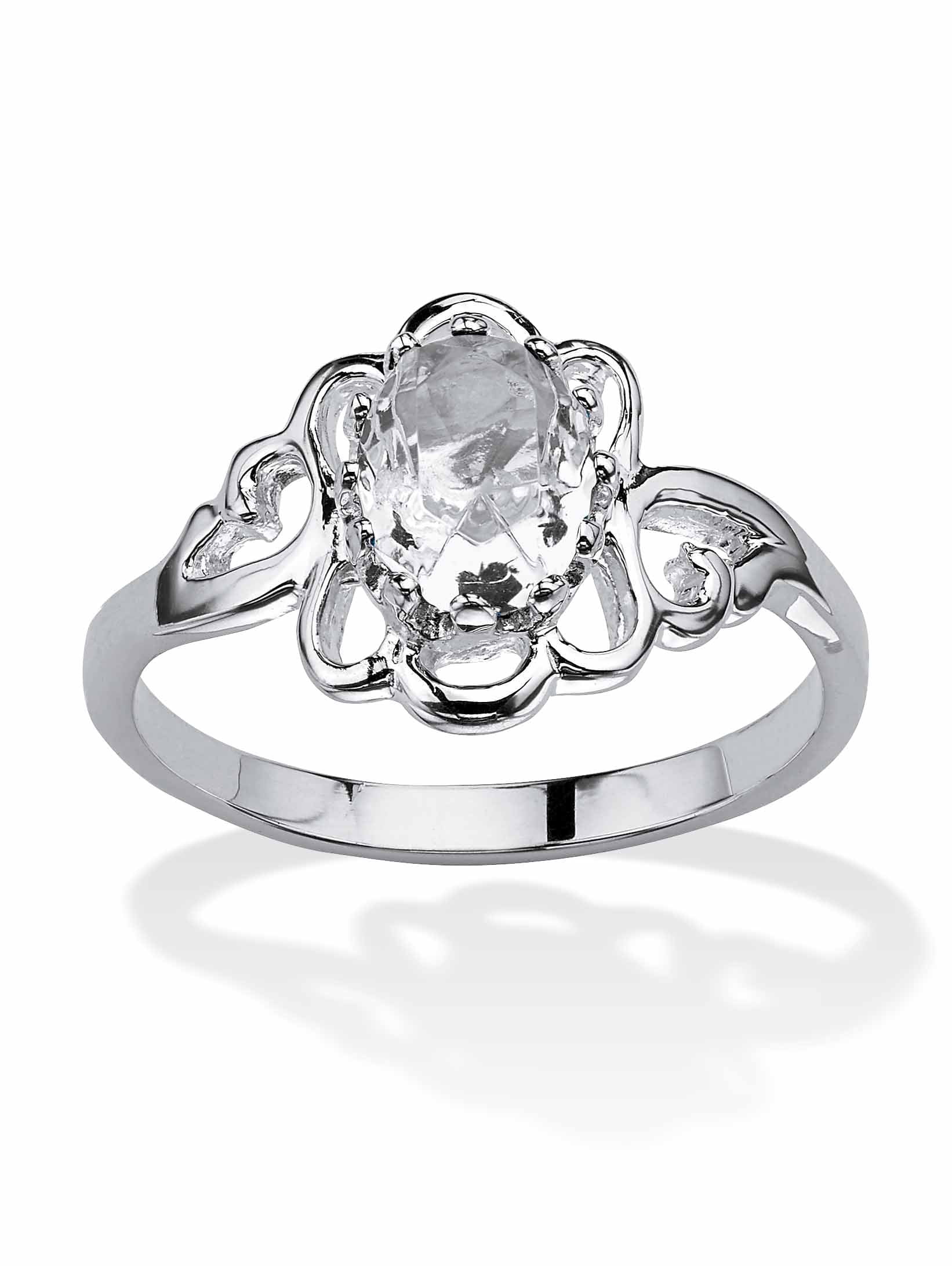 PalmBeach Jewelry Oval-Cut Open Scrollwork Simulated Birthstone Ring in ...