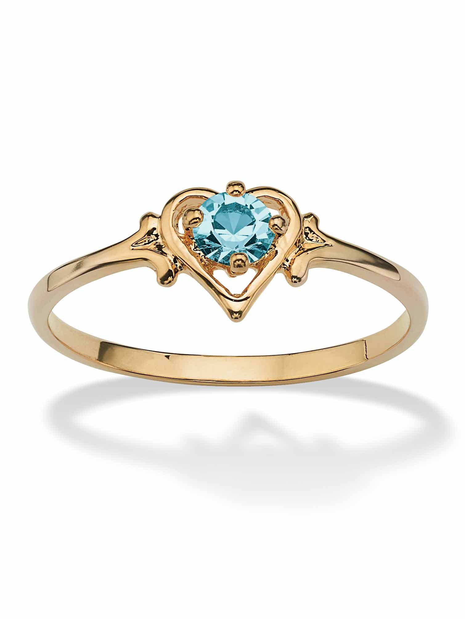 PalmBeach Jewelry Oval-Cut Simulated Birthstone Heart-Shaped Ring in ...