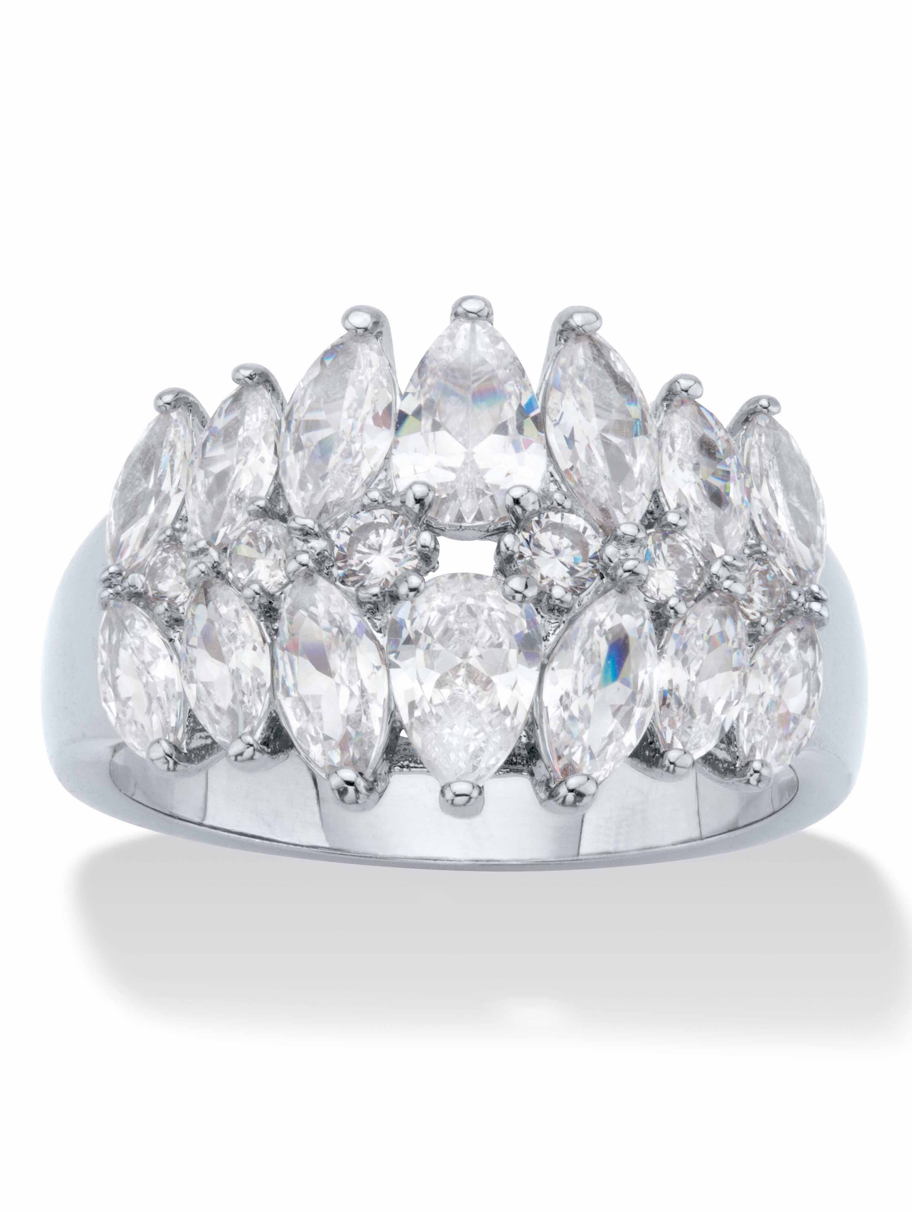 PalmBeach Jewelry Pear and Marquise-Cut Cubic Zirconia Anniversary Ring ...