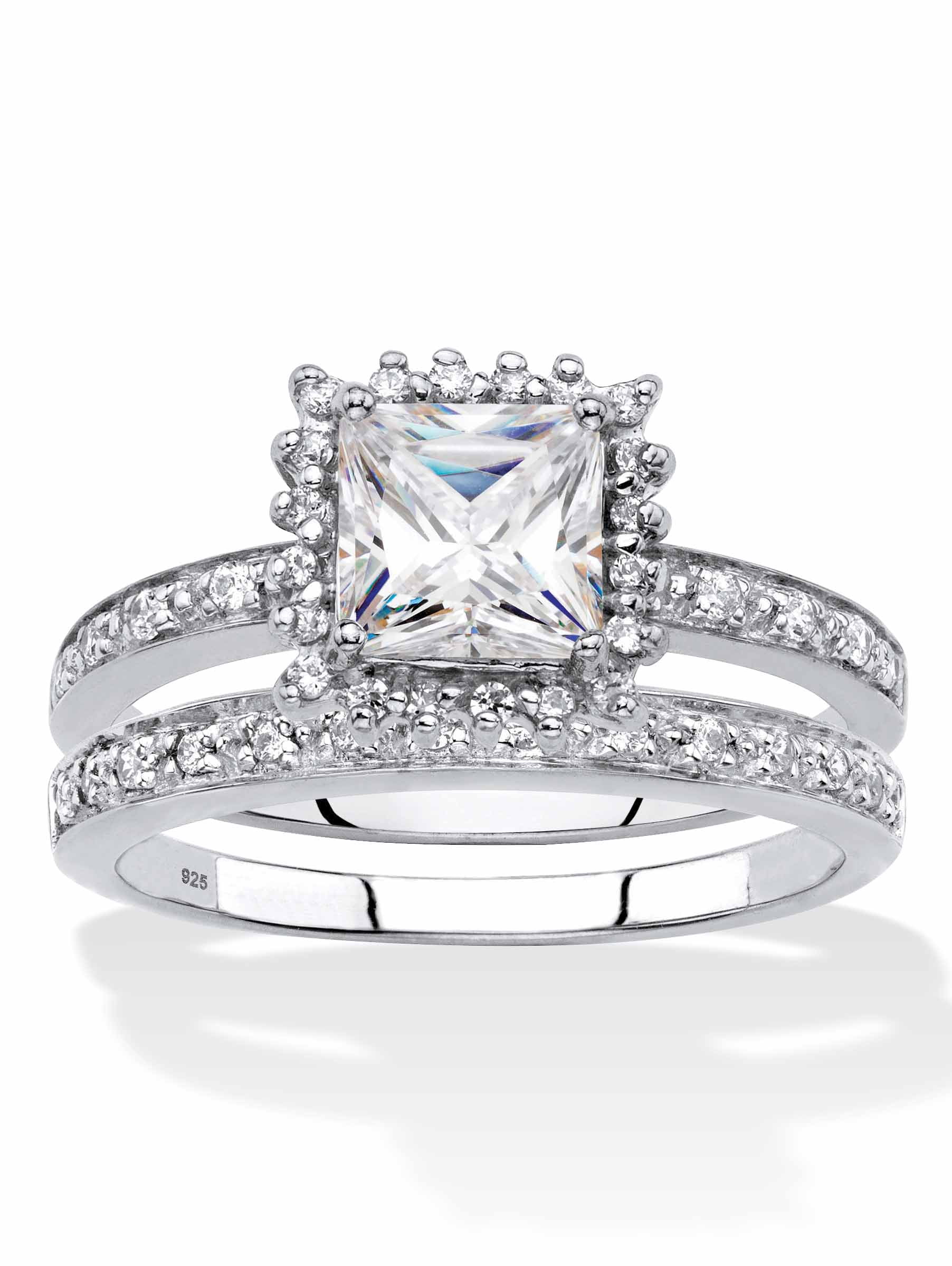 PalmBeach Jewelry Princess-Cut Created White Sapphire and Genuine ...