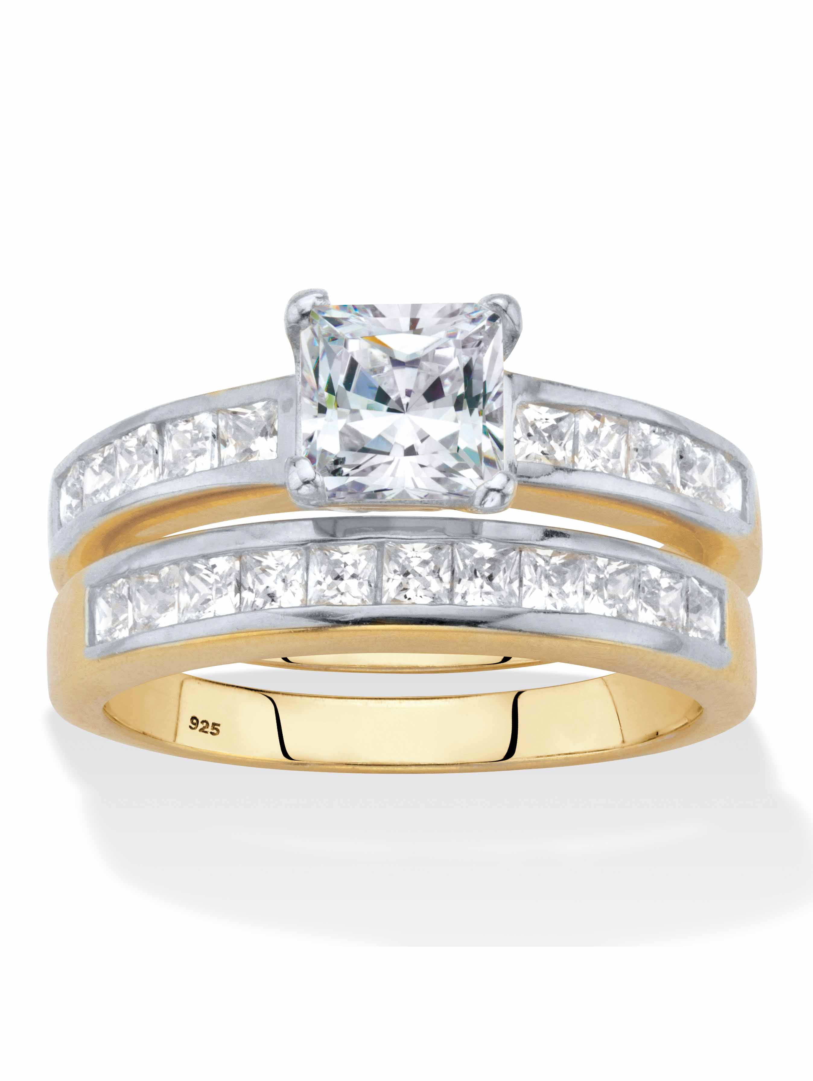 Palmbeach Jewelry Princess Cut Cubic Zirconia 2 Piece Bridal Ring Set 2