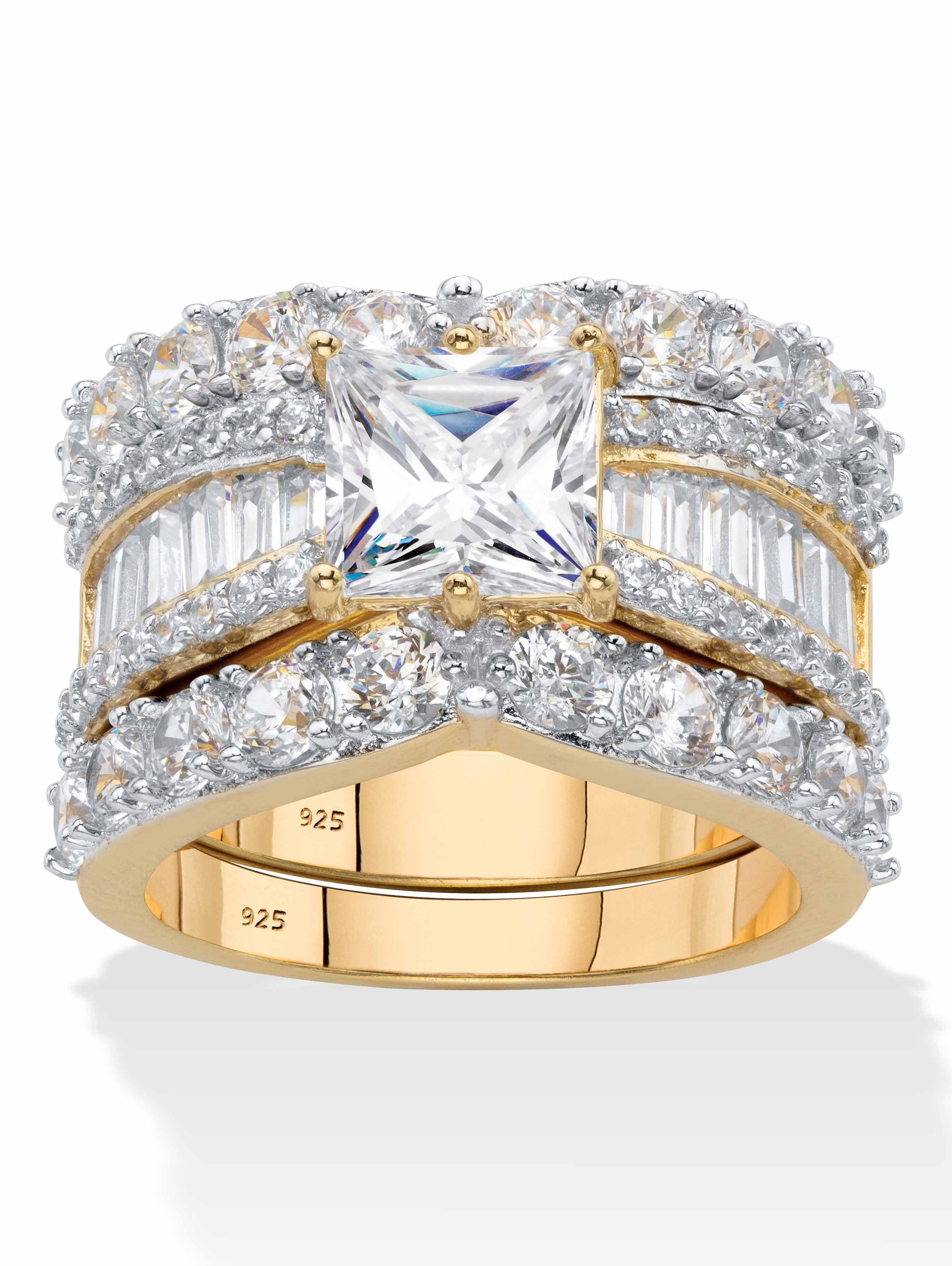 PalmBeach Jewelry Princess-Cut Cubic Zirconia 3-Piece Bridal Ring Set 4 ...