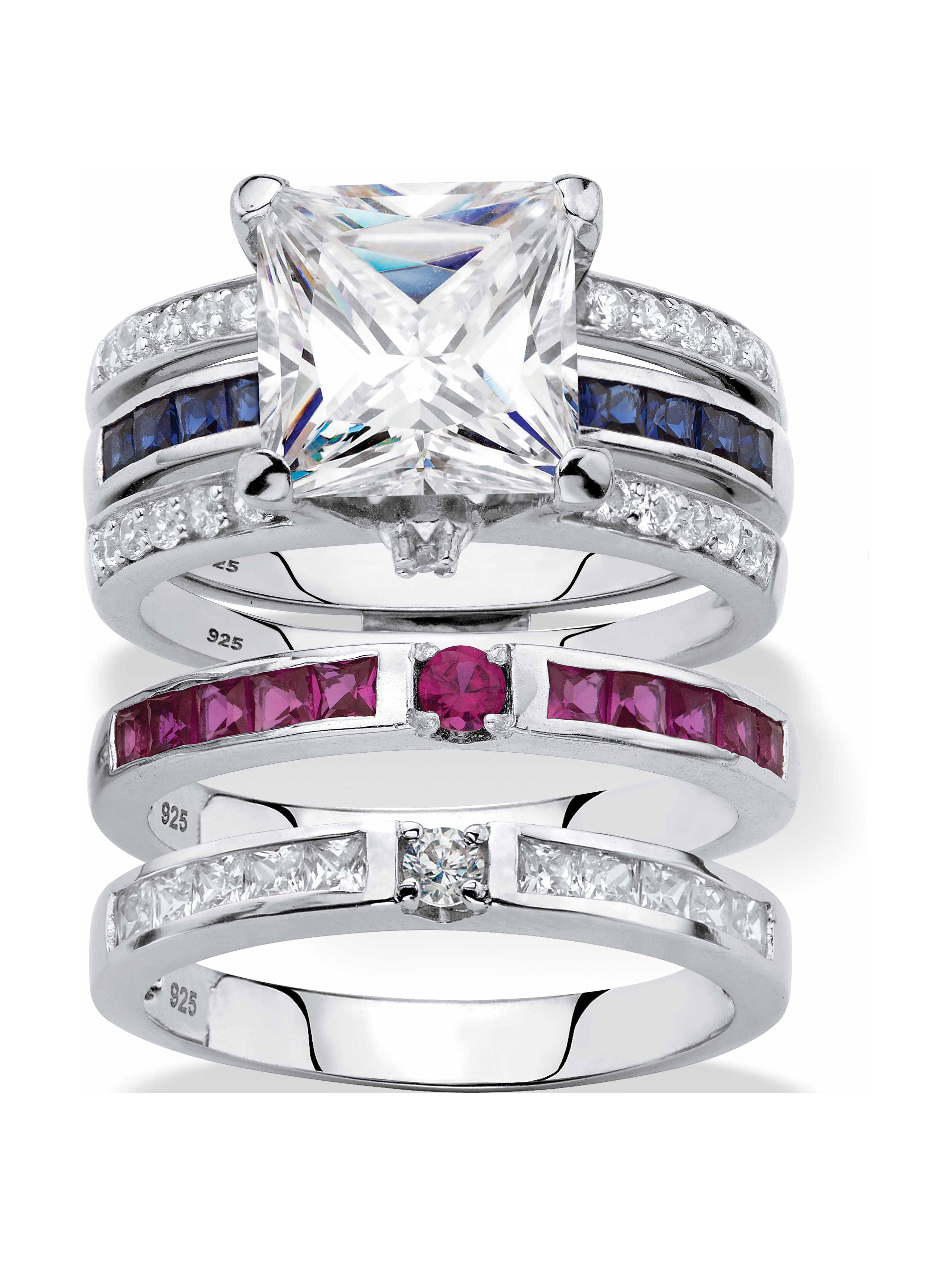 PalmBeach Jewelry Princess-Cut Cubic Zirconia 3-Piece Interchangeable ...