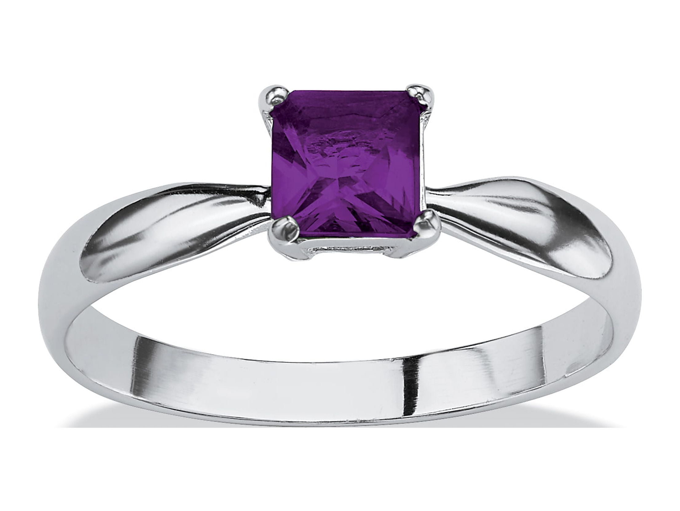 PalmBeach Jewelry Princess-Cut Simulated Birthstone Solitaire Stack ...