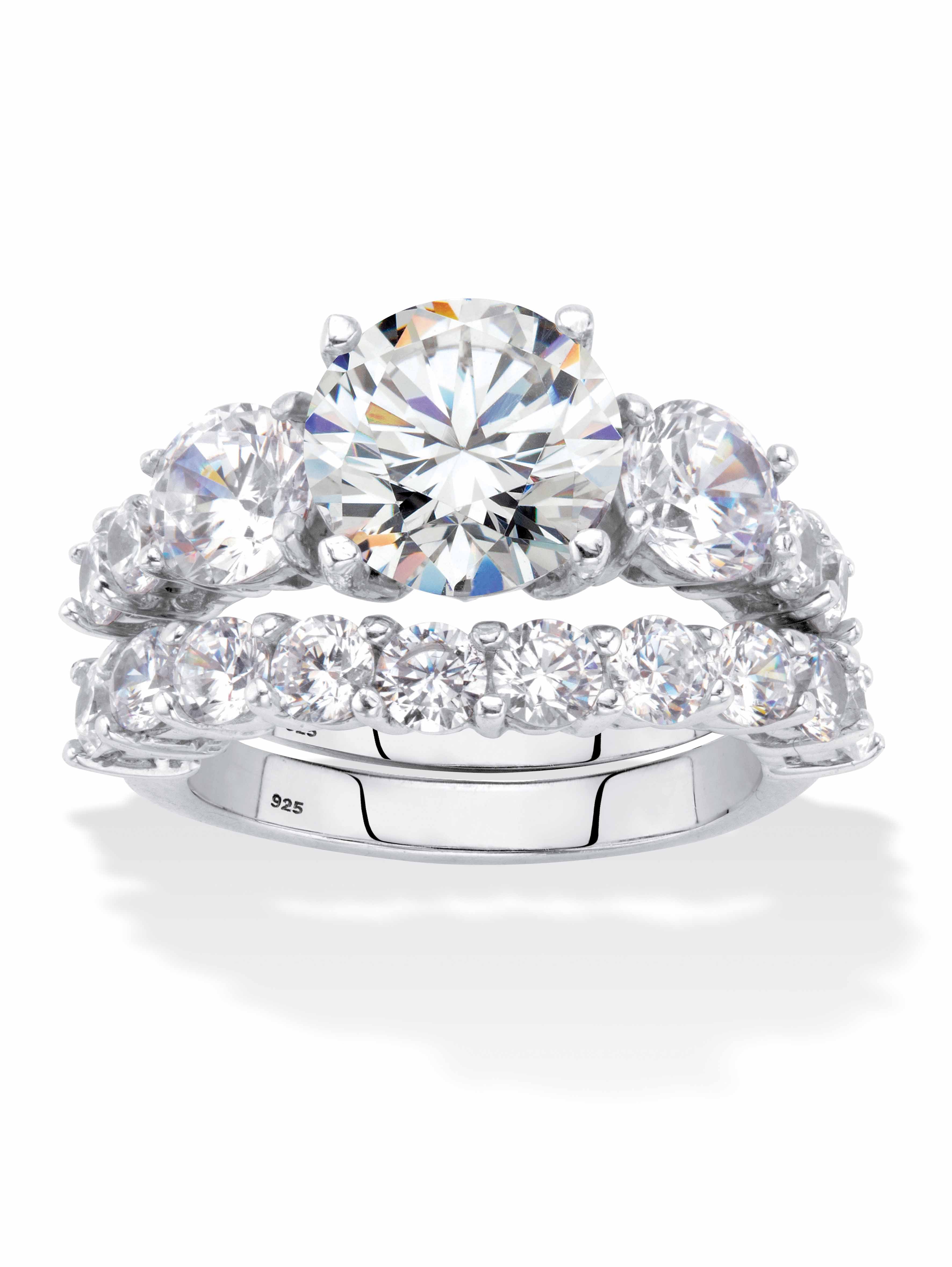 PalmBeach Jewelry Round CZ 2 Piece Bridal Ring Set 7.94 TCW Two-Tone ...