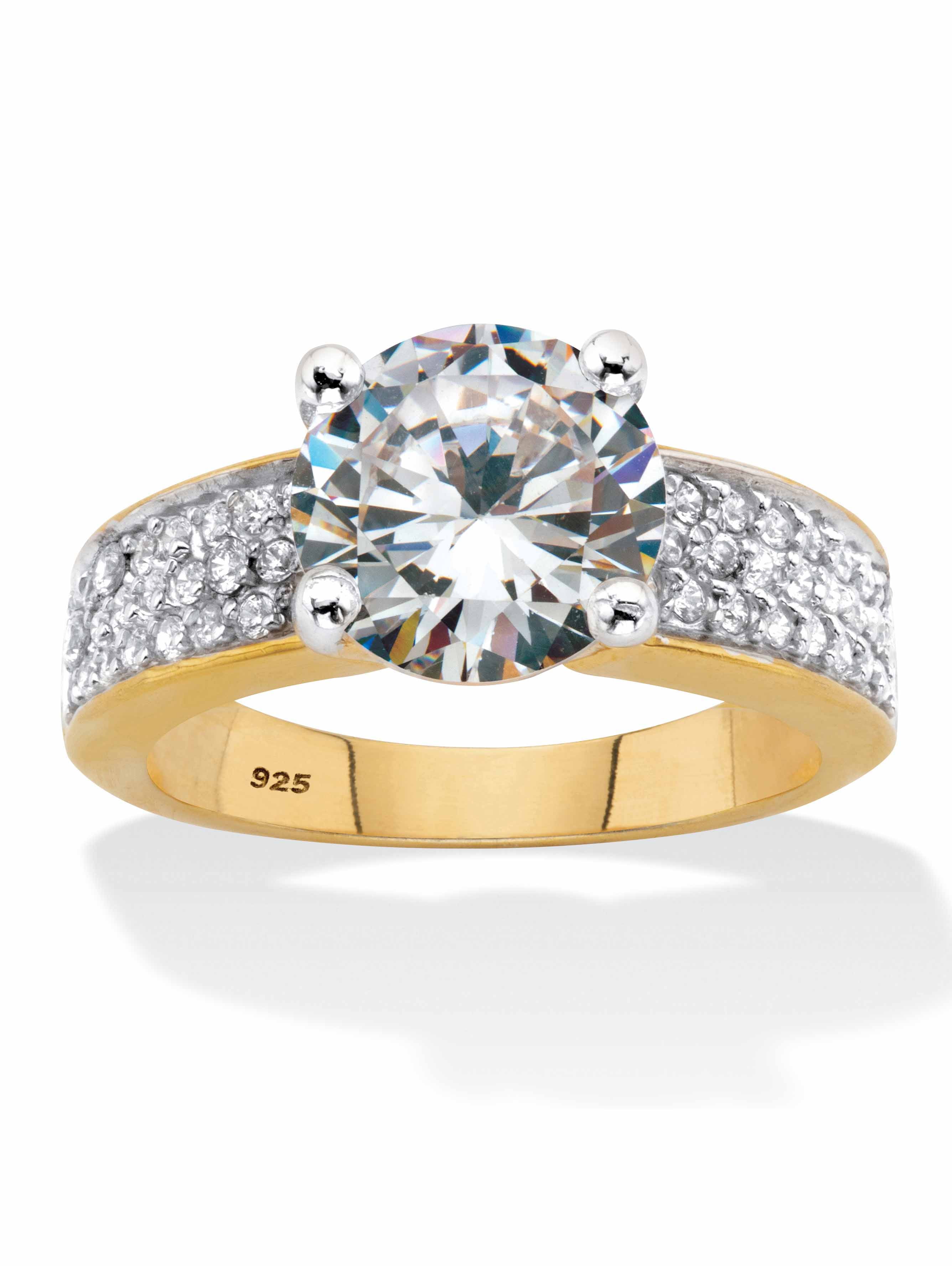 PalmBeach Jewelry Round CZ Pave' Engagement Ring 4.37 TCW 18k Two-Tone ...